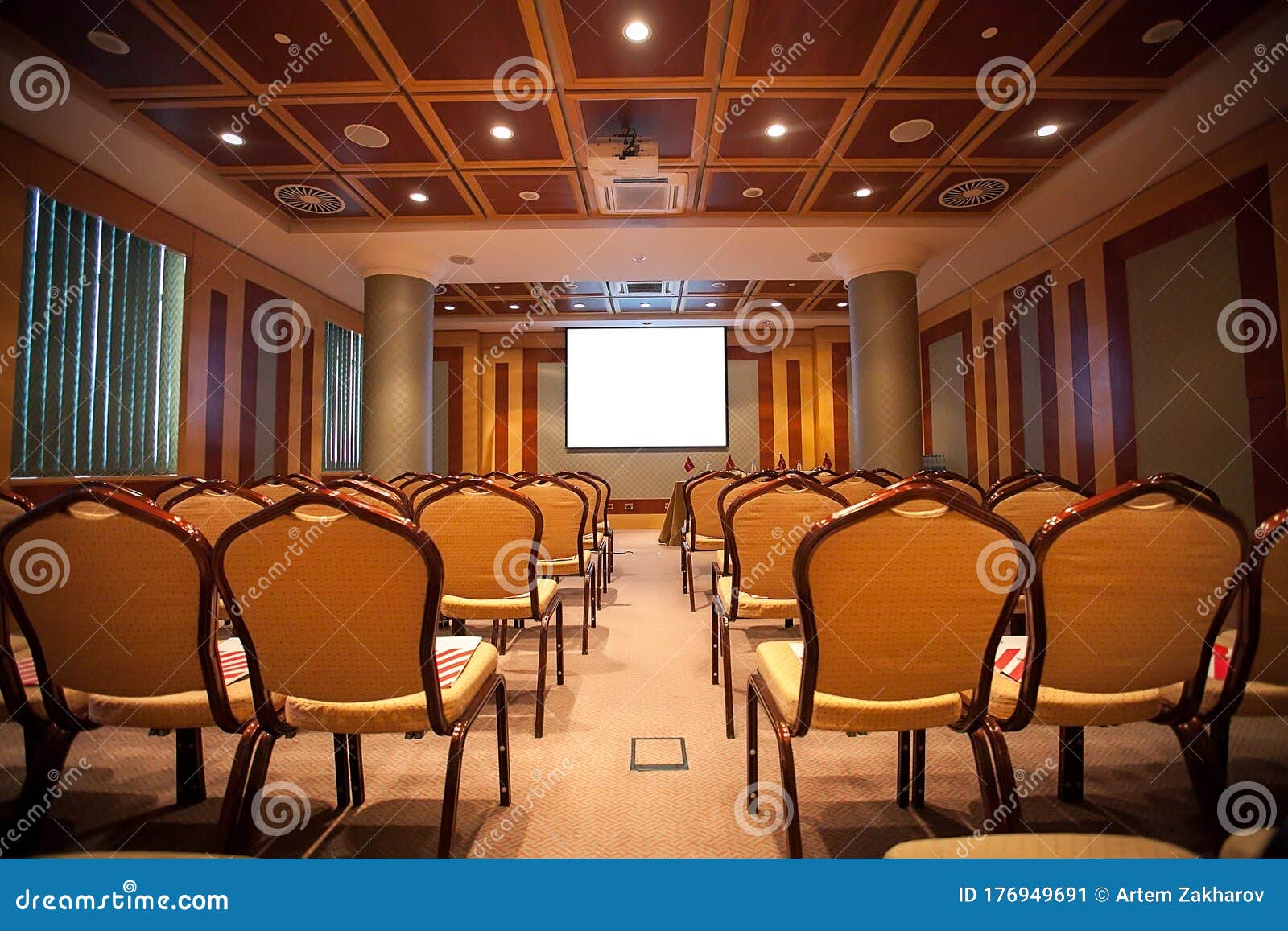 Conference Hall. Many Beautiful Chairs and the Podium are Empty Stock ...