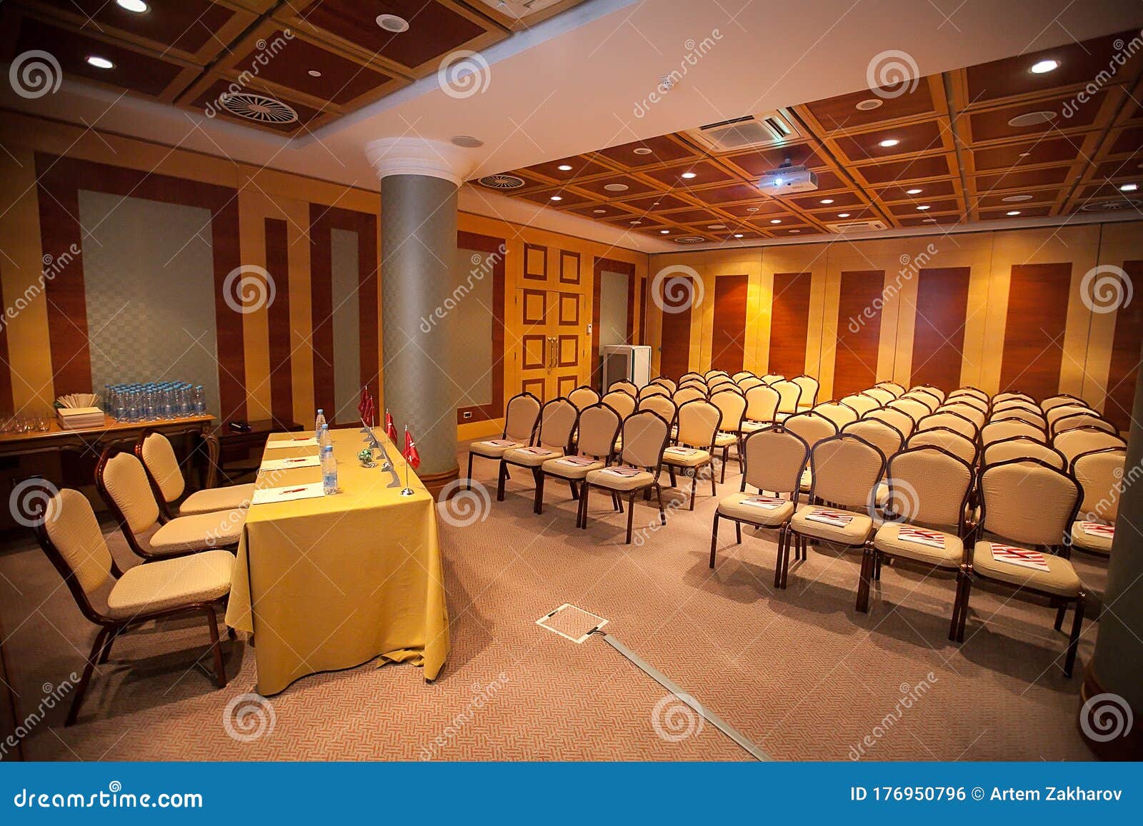 Conference Hall. Many Beautiful Chairs and the Podium are Empty Stock ...