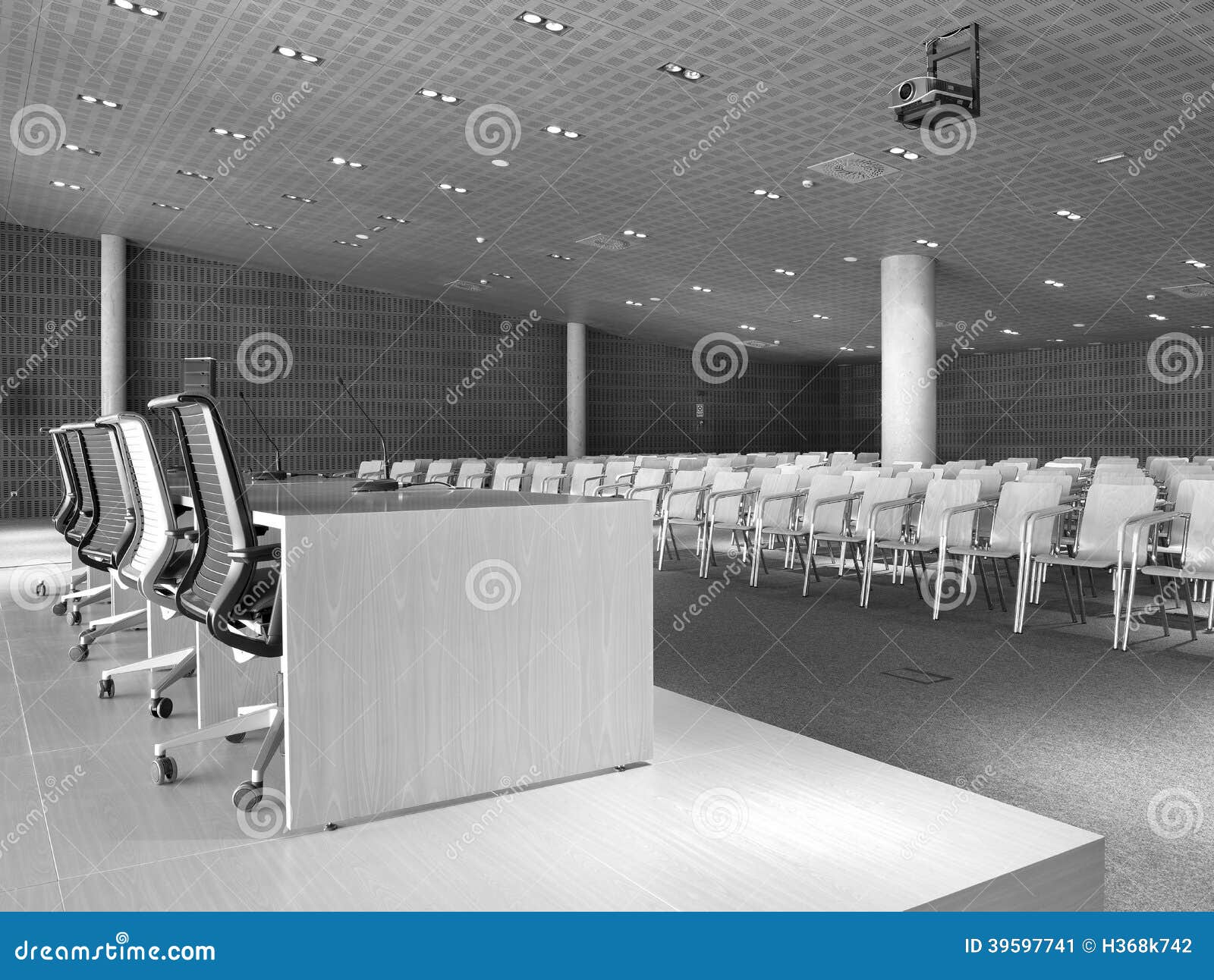 Conference Hall with Presidential Table and Chairs. Stock Image - Image ...