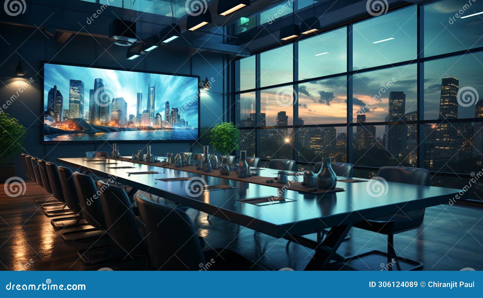 Conference Hall Room with Projector Monitor for Presentations Stock ...