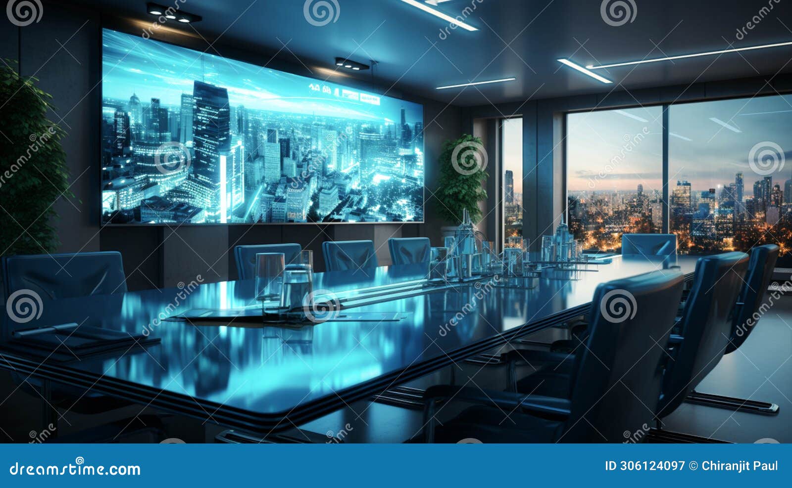 Conference Hall Room with Projector Monitor for Presentations Stock ...
