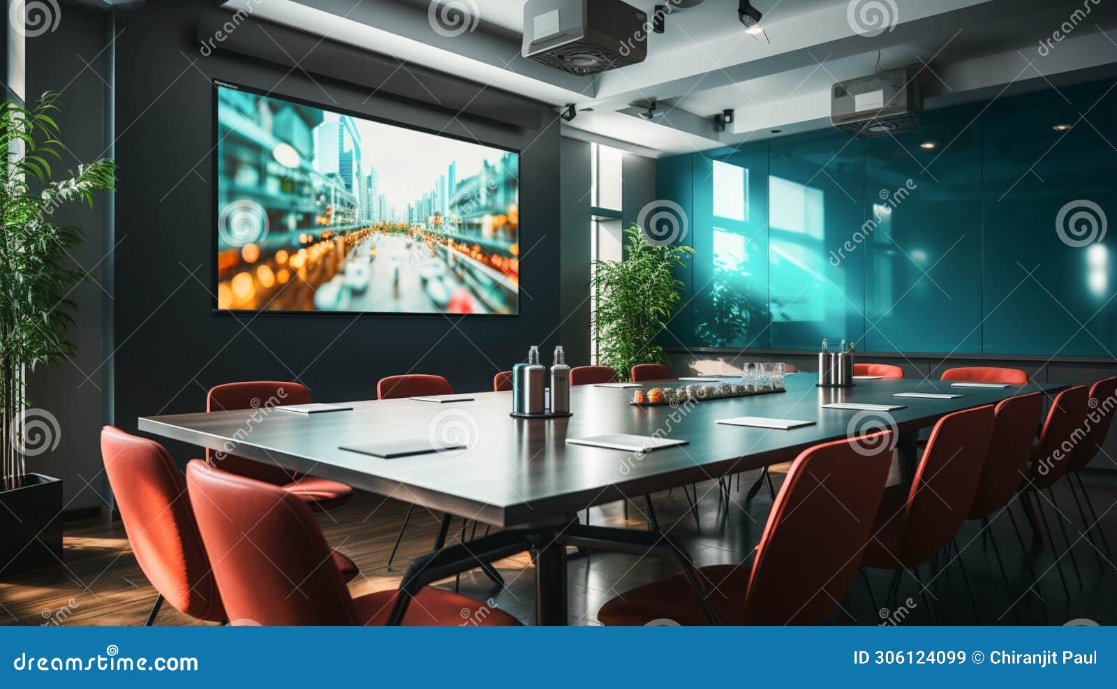 Conference Hall Room with Projector Monitor for Presentations Stock ...