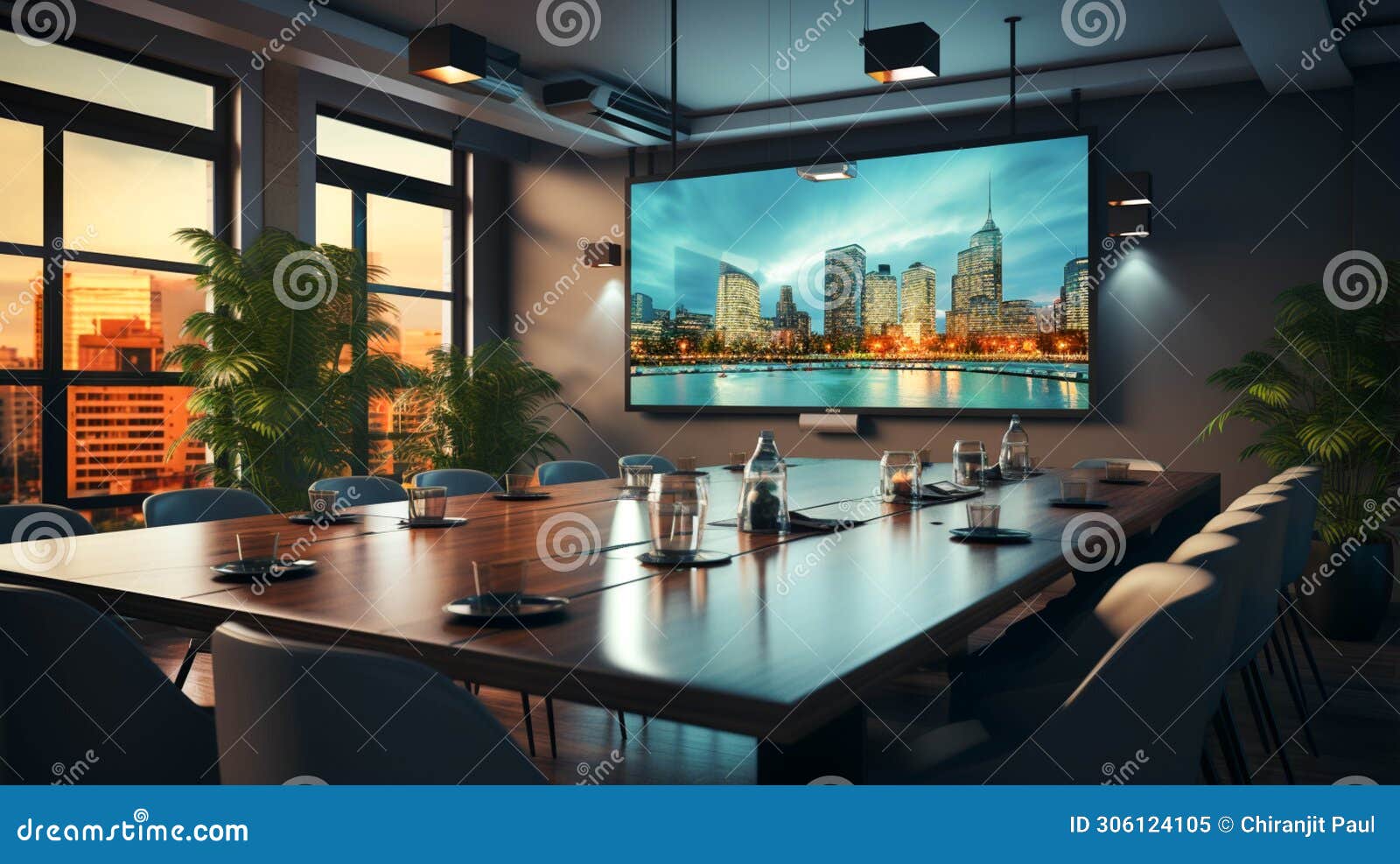 Conference Hall Room with Projector Monitor for Presentations Stock ...