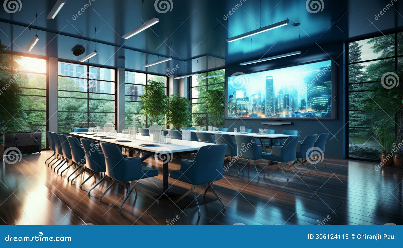 Conference Hall Room with Projector Monitor for Presentations Stock ...