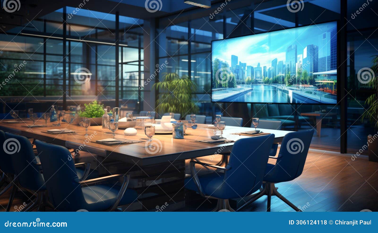 Conference Hall Room with Projector Monitor for Presentations Stock ...