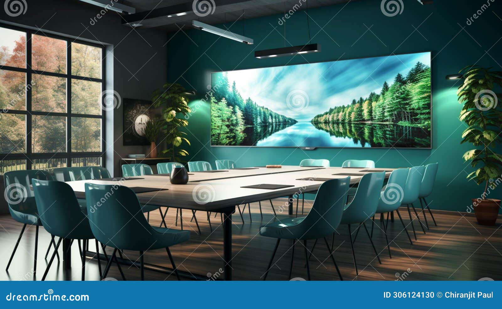 Conference Hall Room with Projector Monitor for Presentations Stock ...