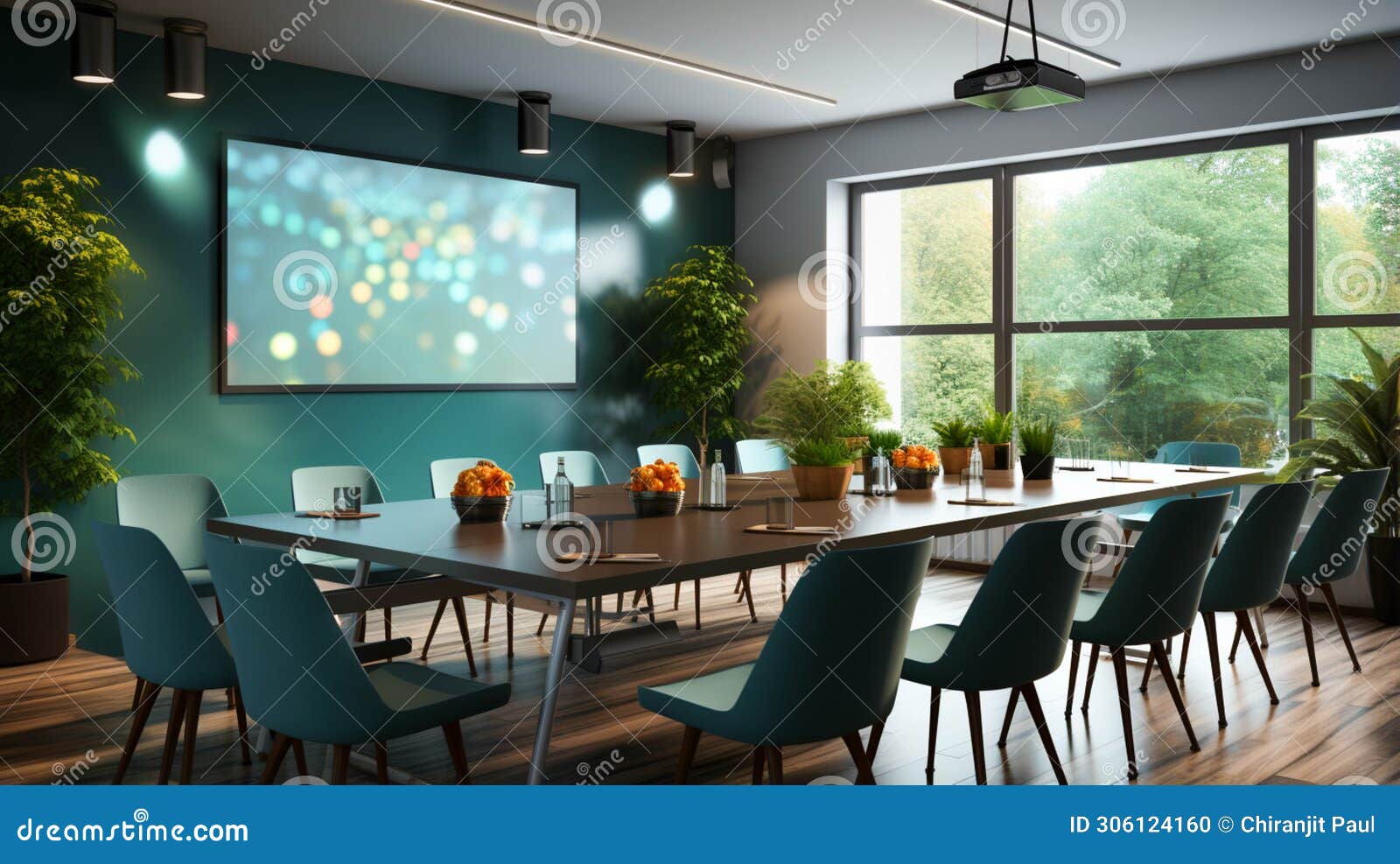 Conference Hall Room with Projector Monitor for Presentations Stock ...