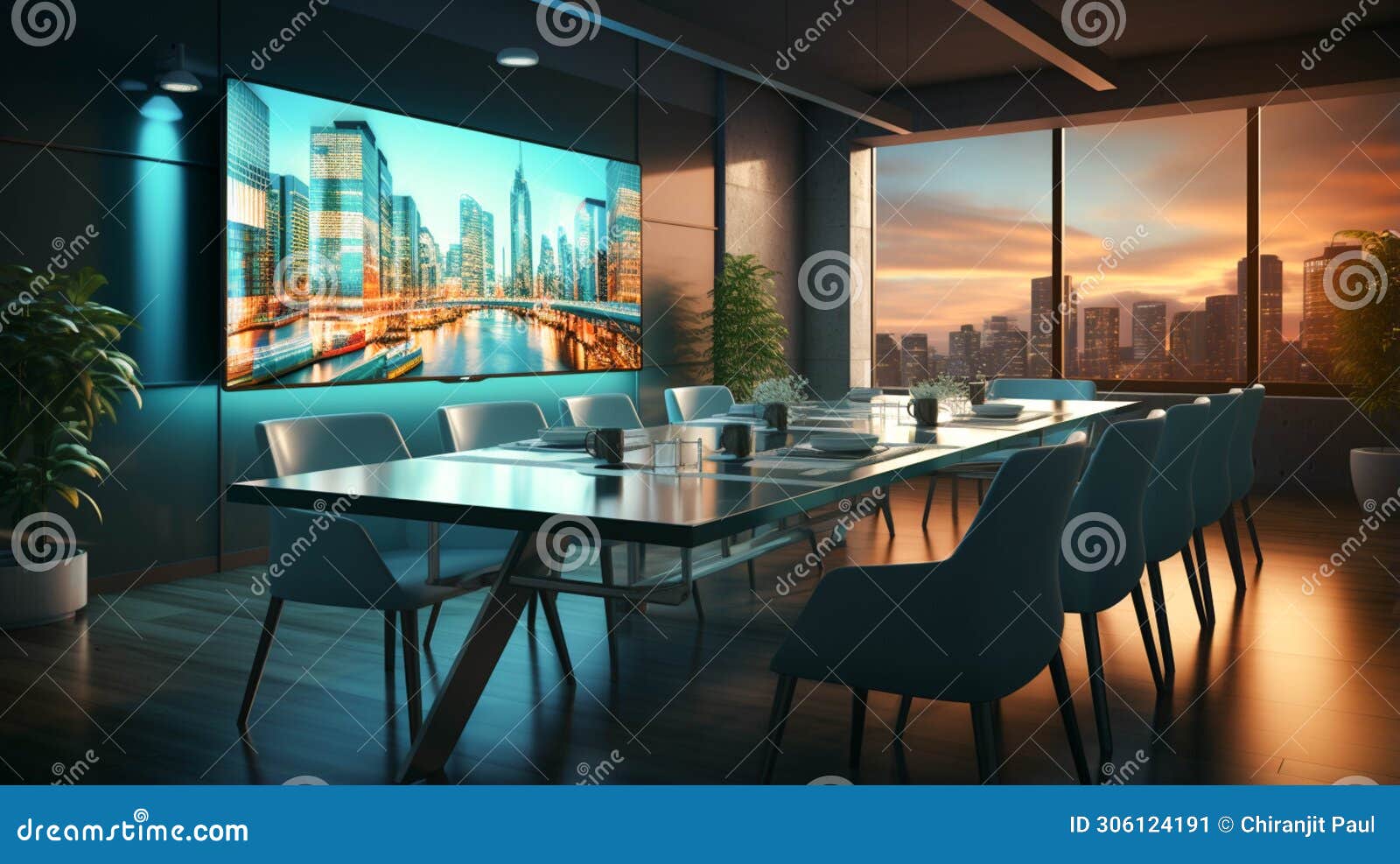 Conference Hall Room with Projector Monitor for Presentations Stock ...