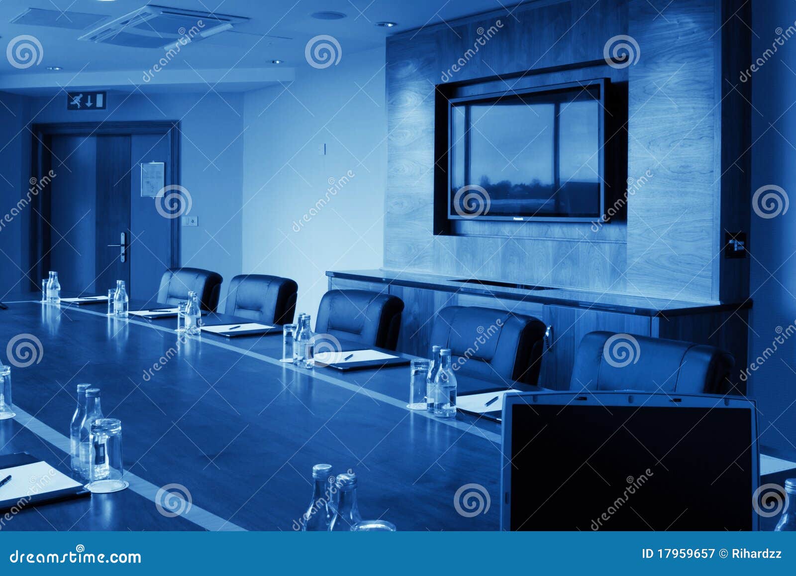 Conference Hall with Screen, Monochromatic Stock Image - Image of ...