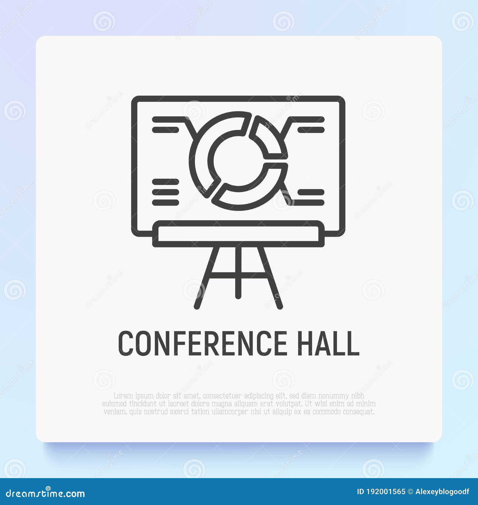 Conference Hall Thin Line Icon: Blackboard with Diagram for ...