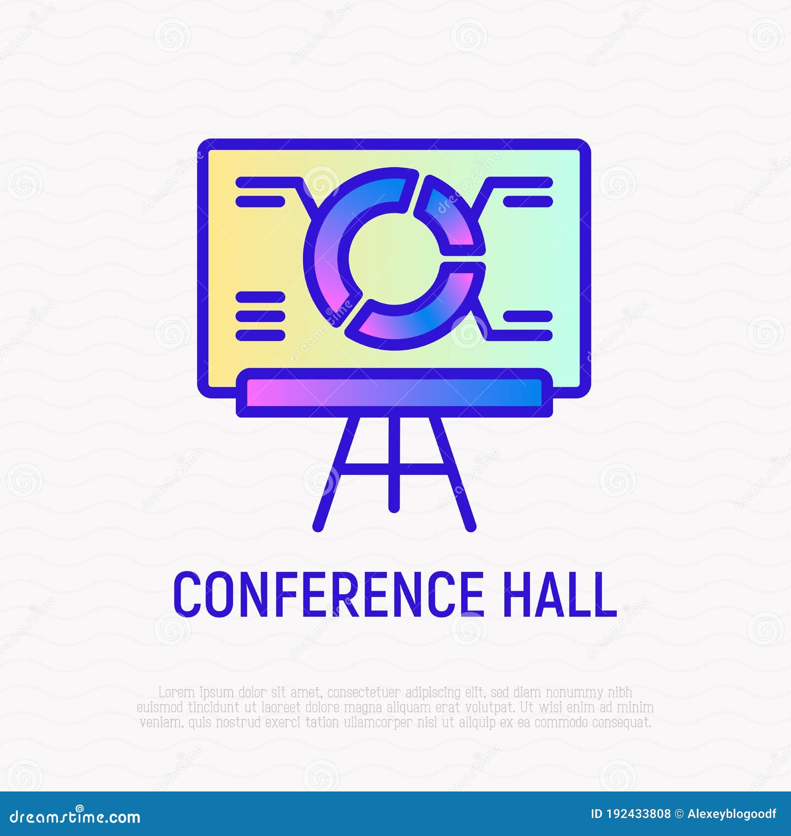 Conference Hall Thin Line Icon: Blackboard with Diagram for ...