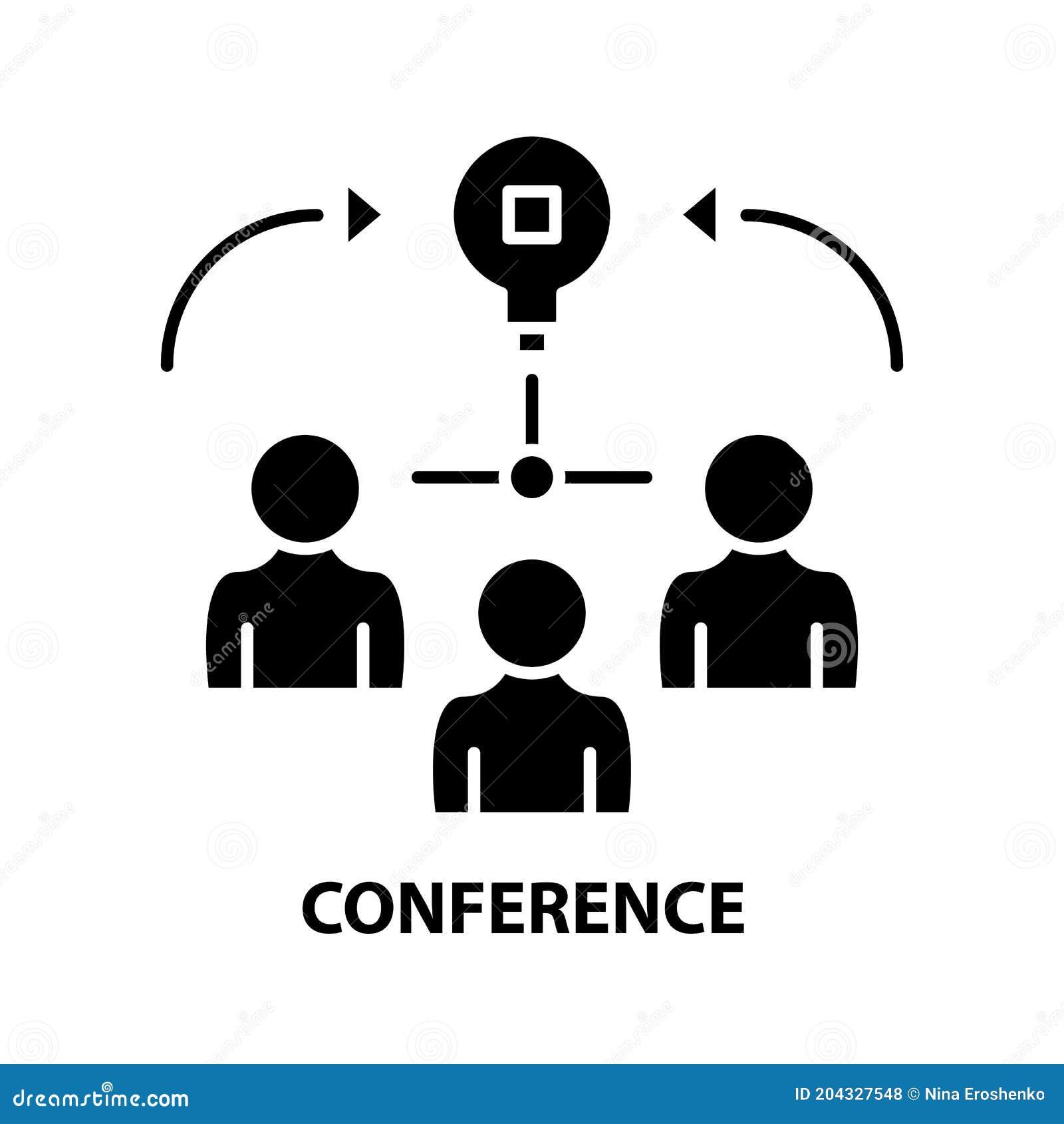 Conference Icon, Black Vector Sign with Editable Strokes, Concept ...