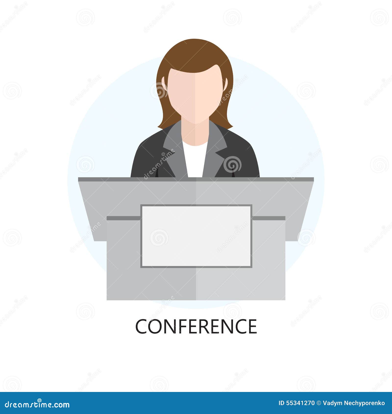 Conference Icon Flat Design Concept Stock Vector - Illustration of ...