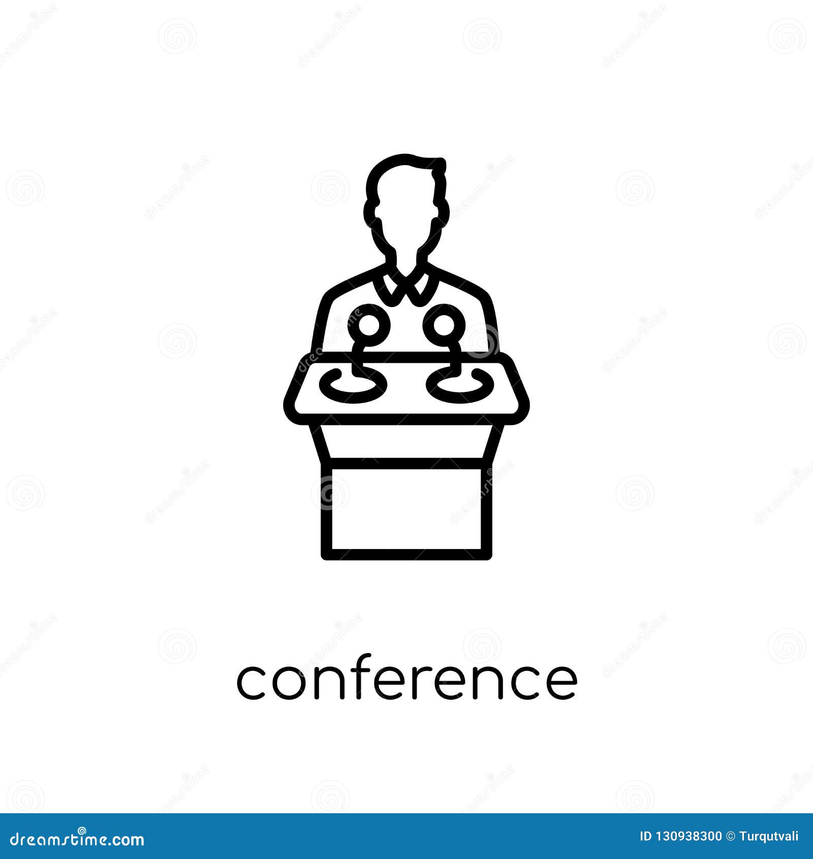 Conference Icon. Trendy Modern Flat Linear Vector Conference Icon on ...