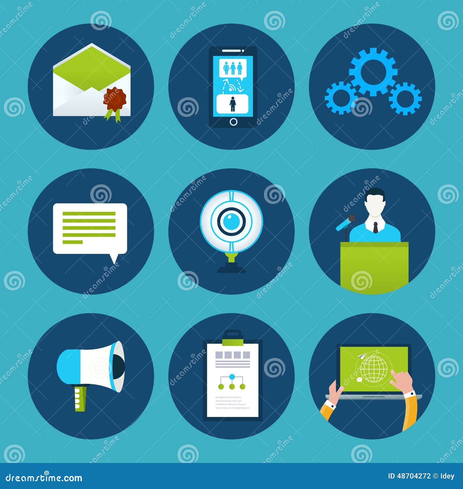 Conference Icons in Flat Style Stock Vector - Illustration of ...