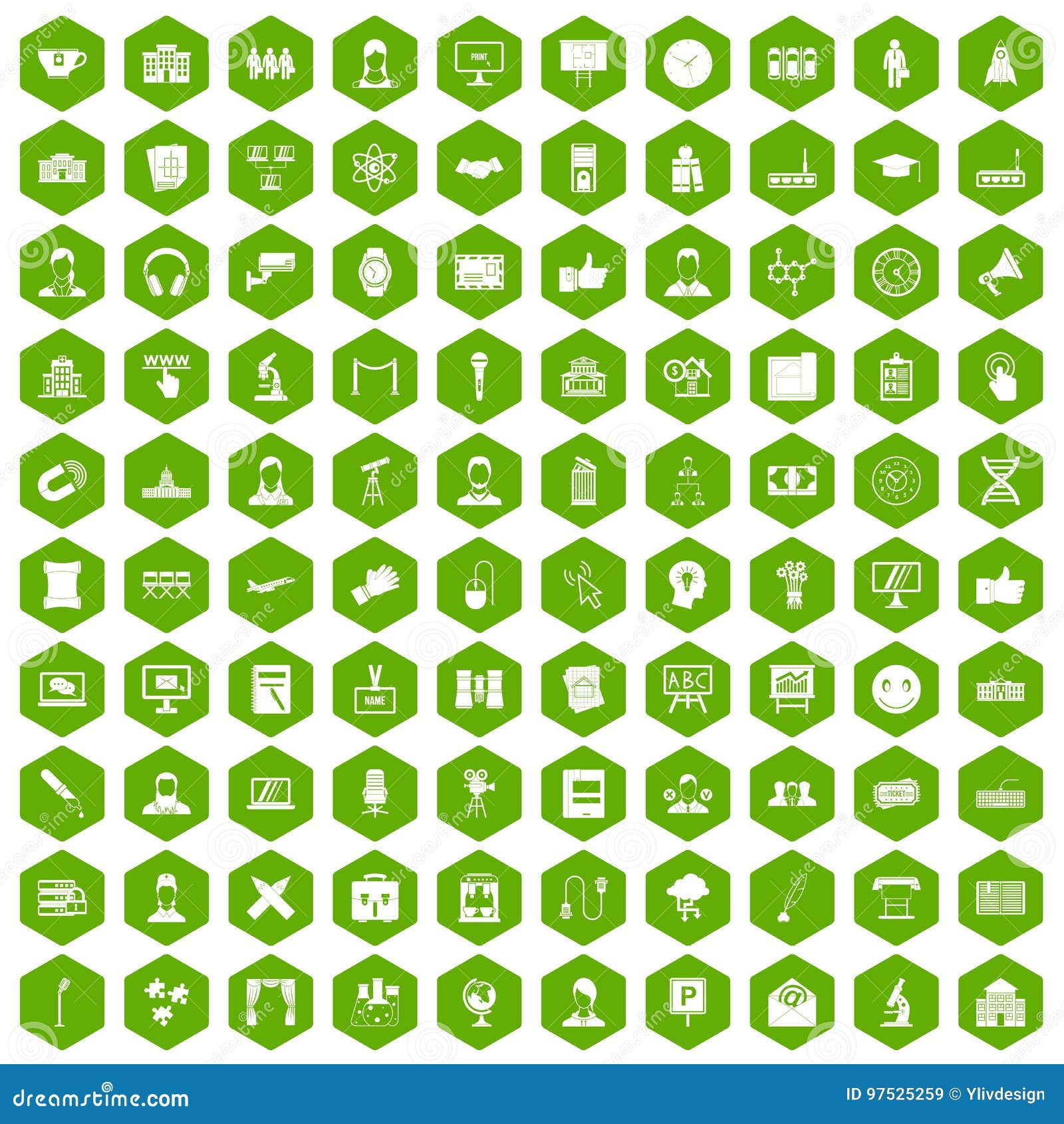 100 Conference Icons Hexagon Green Stock Vector - Illustration of ...