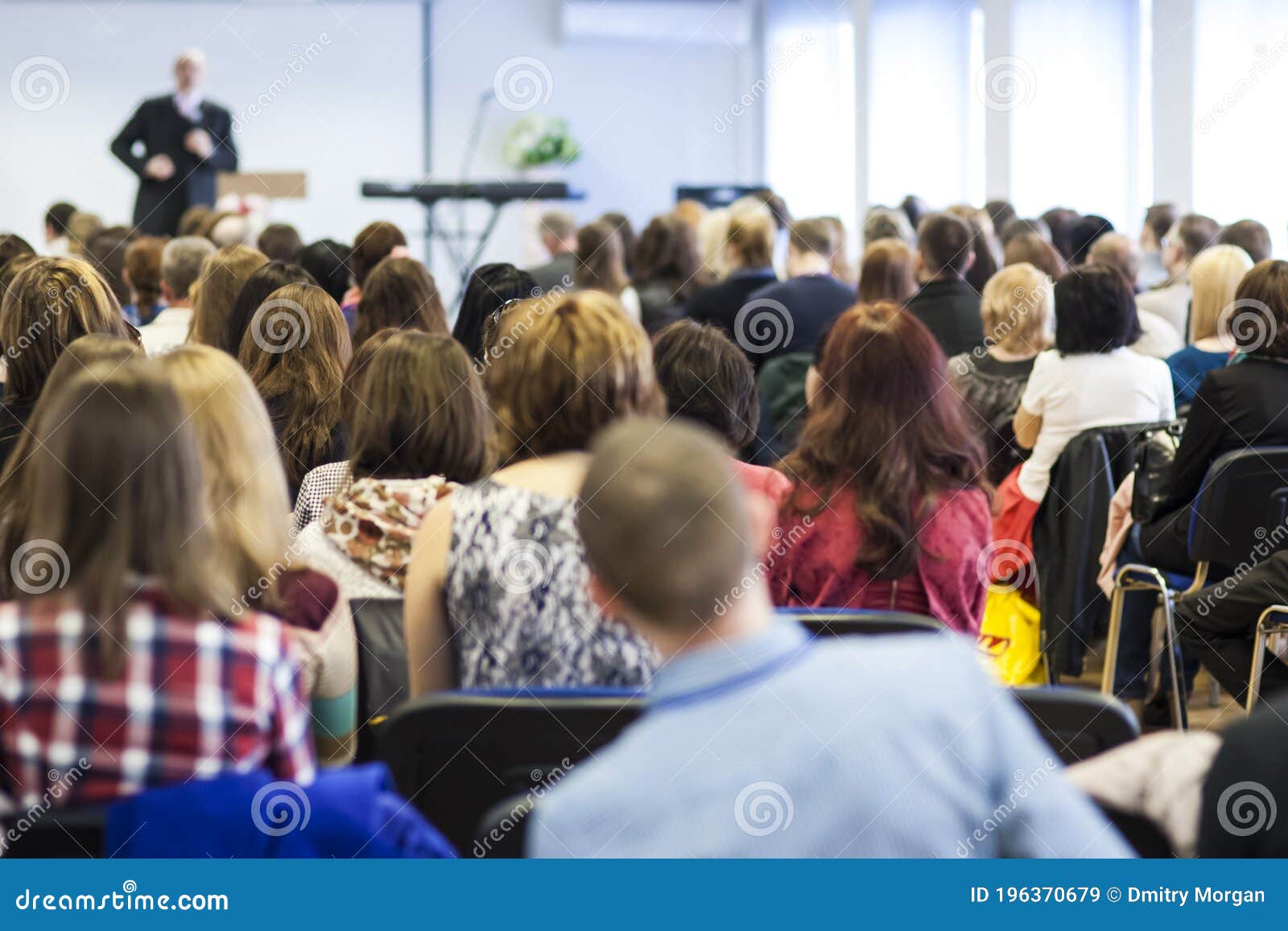 Conference Ideas. Male Lecturer Speaking in Front of the Group of ...