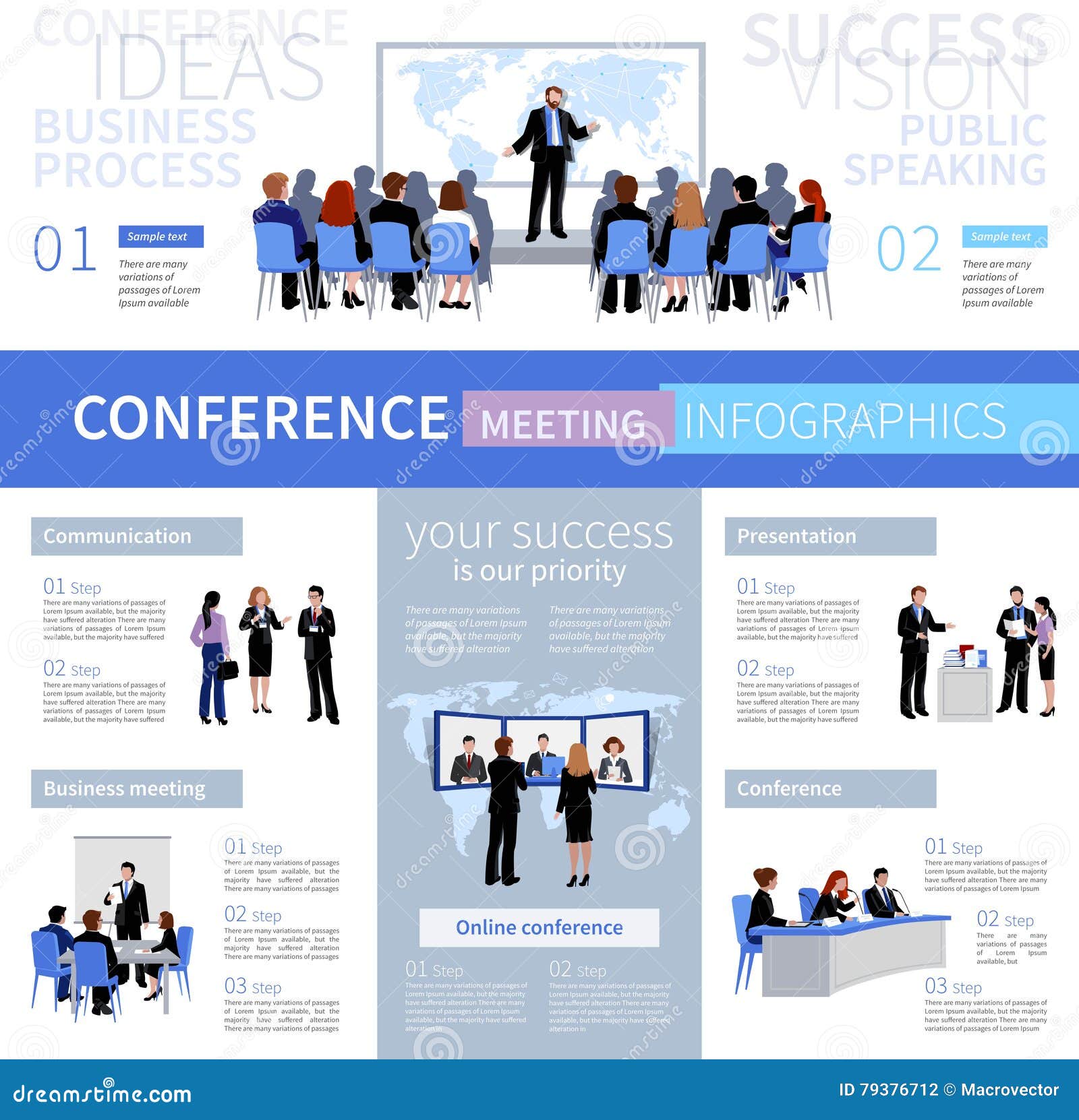 Conference Meeting People Infographics Template Stock Vector ...