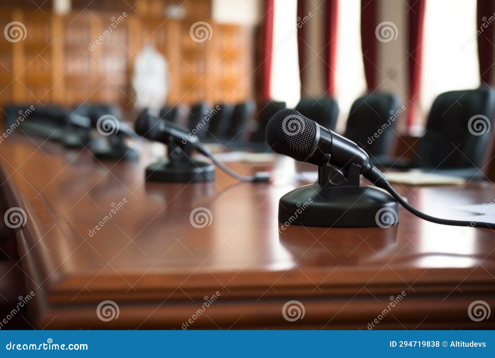 Conference Microphone Set on the Meeting Table Stock Photo - Image of ...