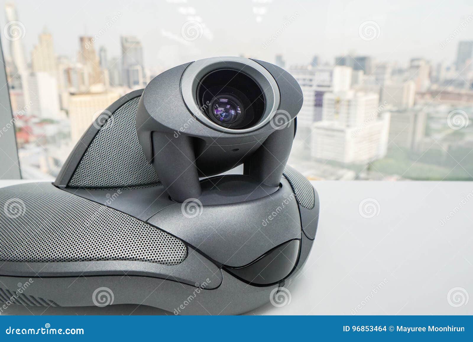 Conference Phone with Camera on Table in Office Boardroom Stock Photo ...