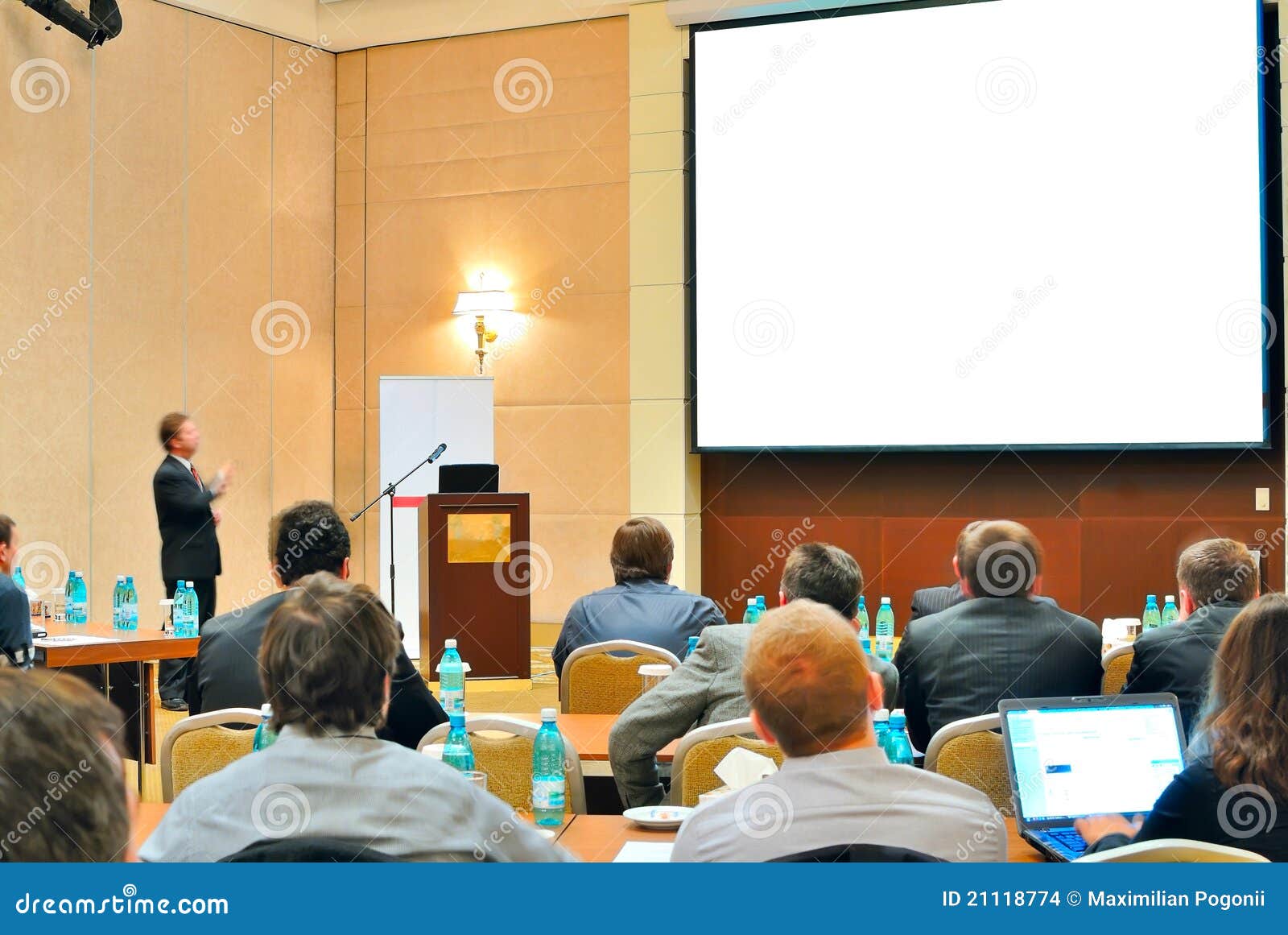 Conference, Presentation in Auditorium Stock Photo - Image of gathering ...
