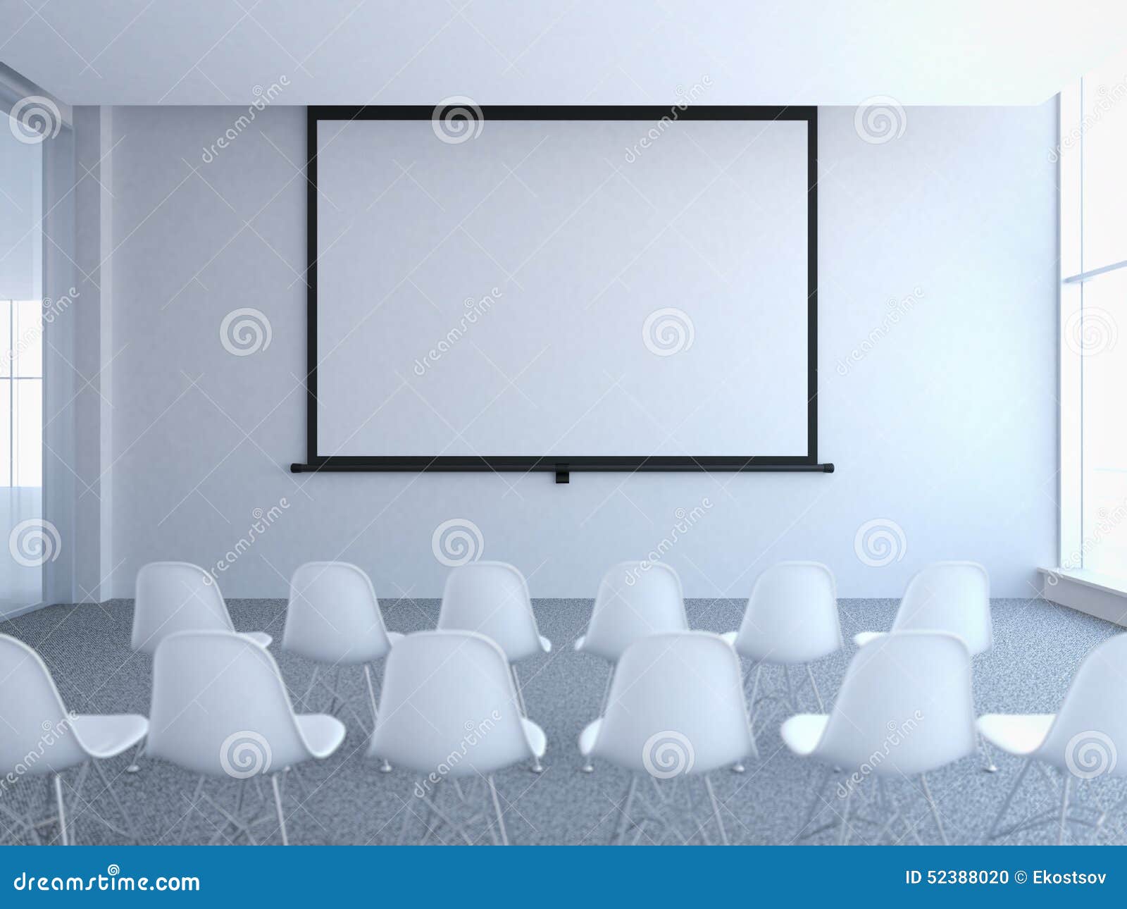 Conference Room with Blank Screen. 3d Rendering Stock Photo - Image of ...