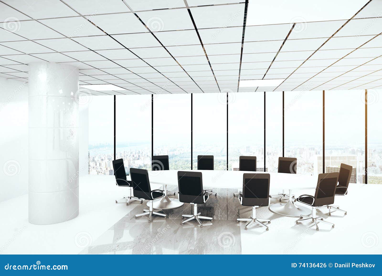 Conference Room with City View Stock Illustration - Illustration of ...