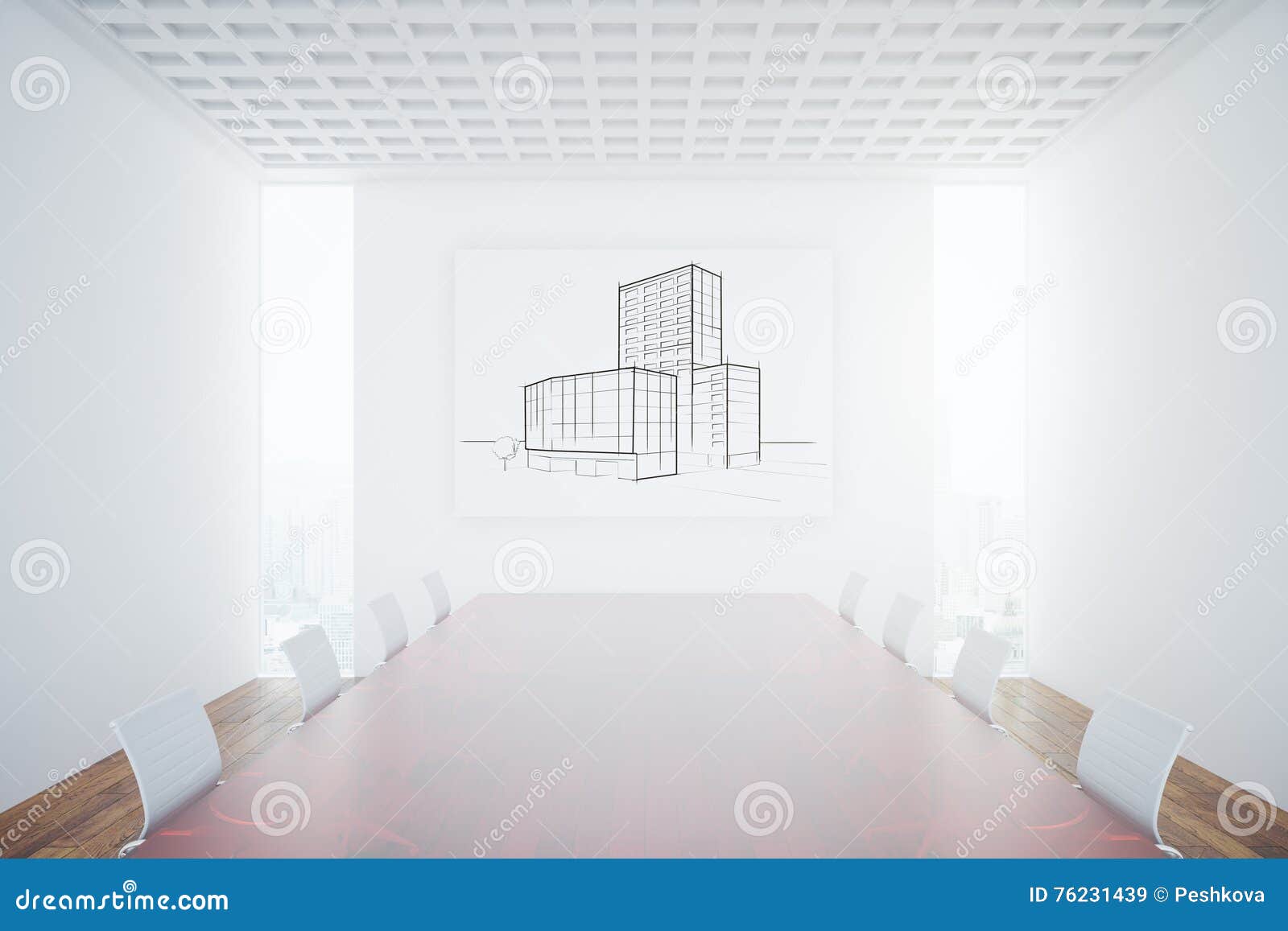 Conference Room with Construction Sketch Stock Image - Image of floor ...