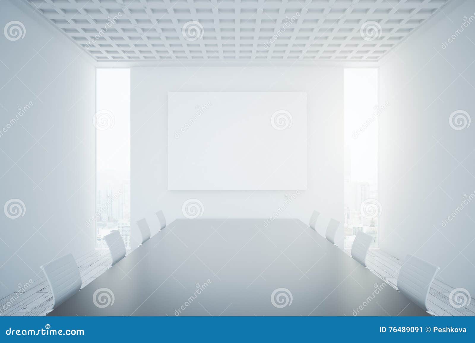 Conference Room Interior with Blank Banner Stock Illustration ...