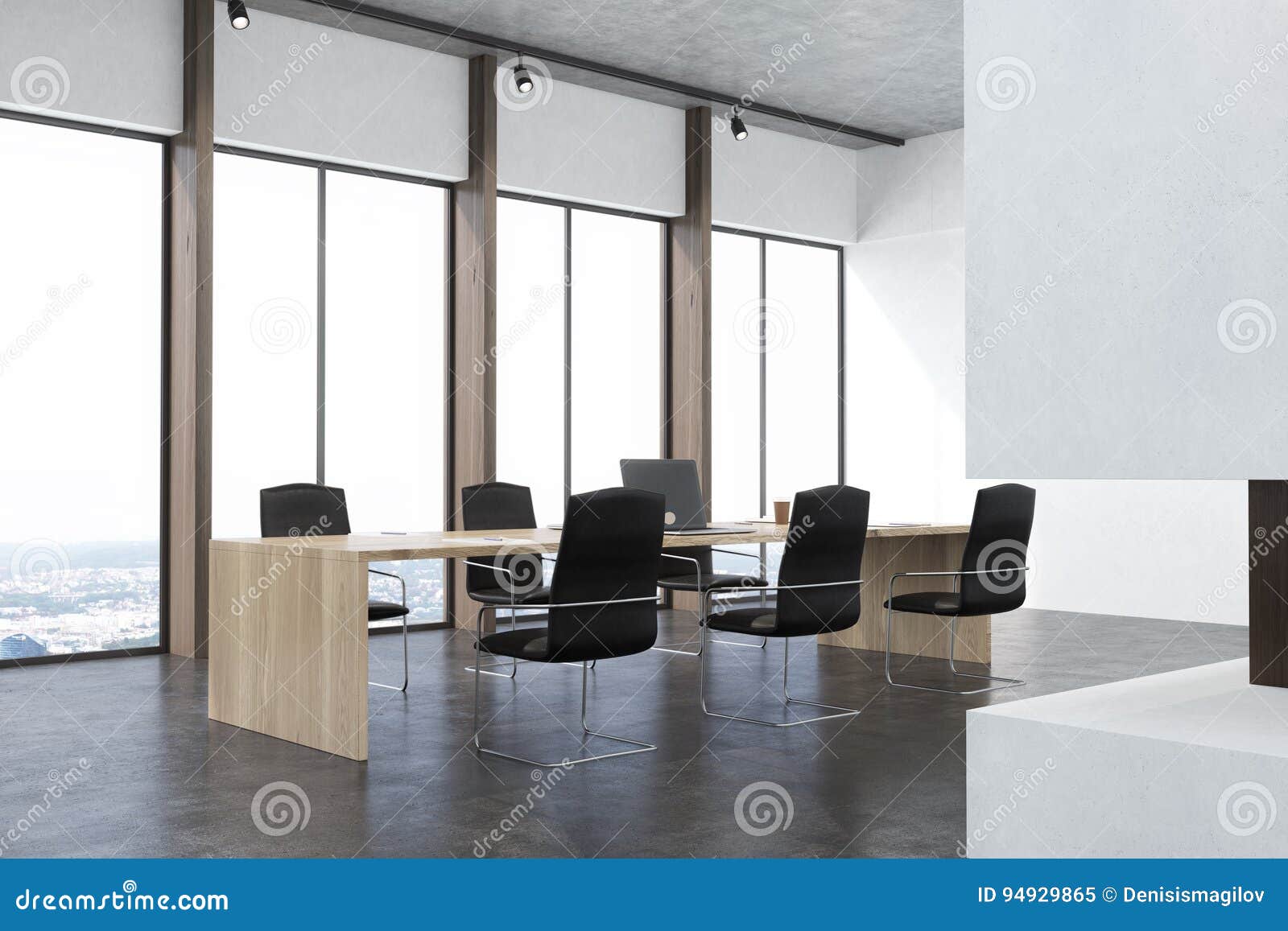 Conference Room Interior, Side View Stock Illustration - Illustration ...