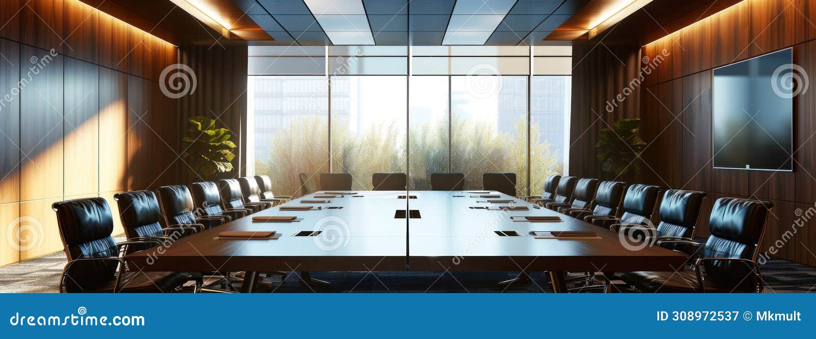 Conference Room with Long Table and Chairs Stock Image - Image of ...