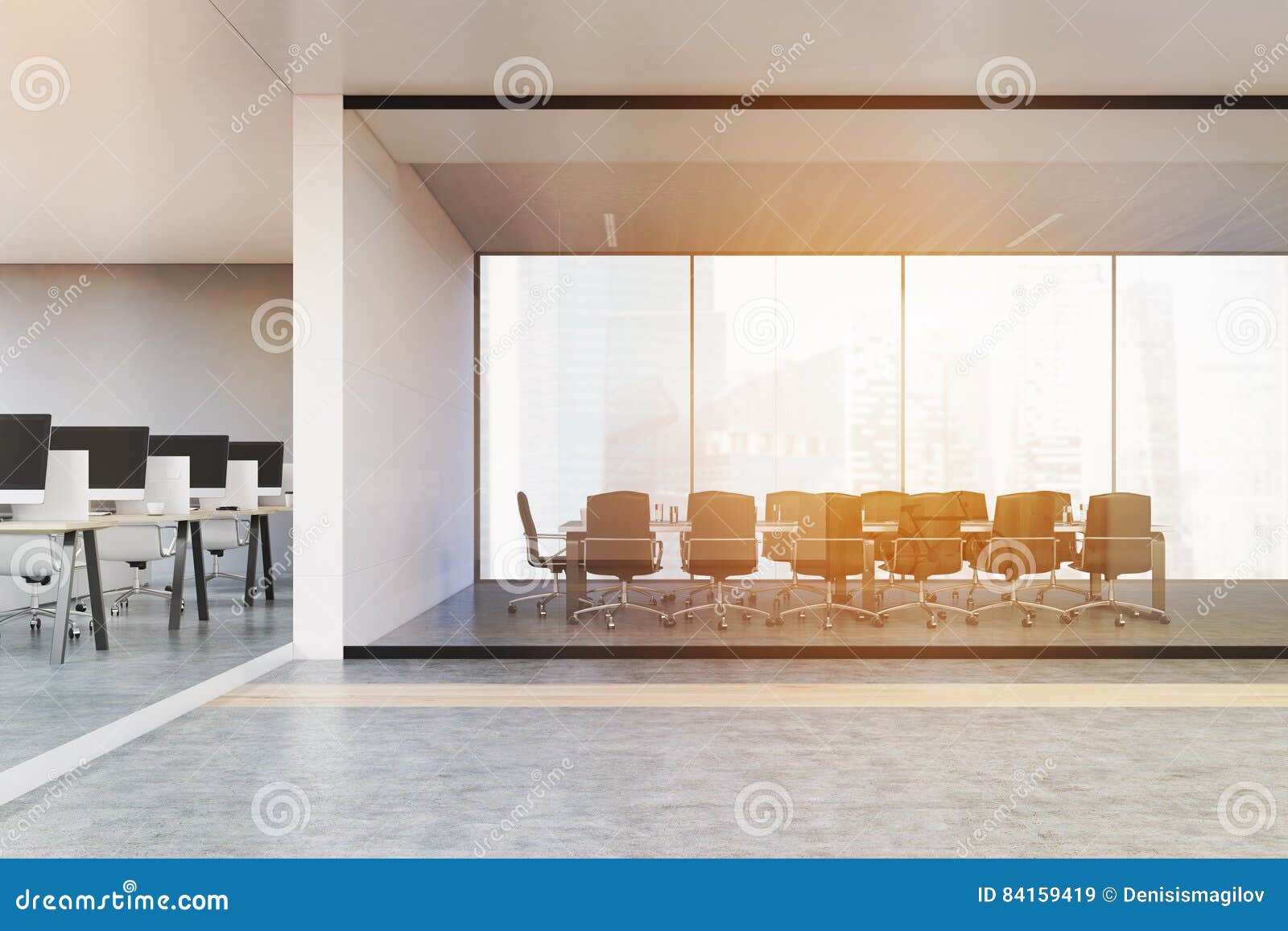 Conference Room in Open Office Stock Illustration - Illustration of ...