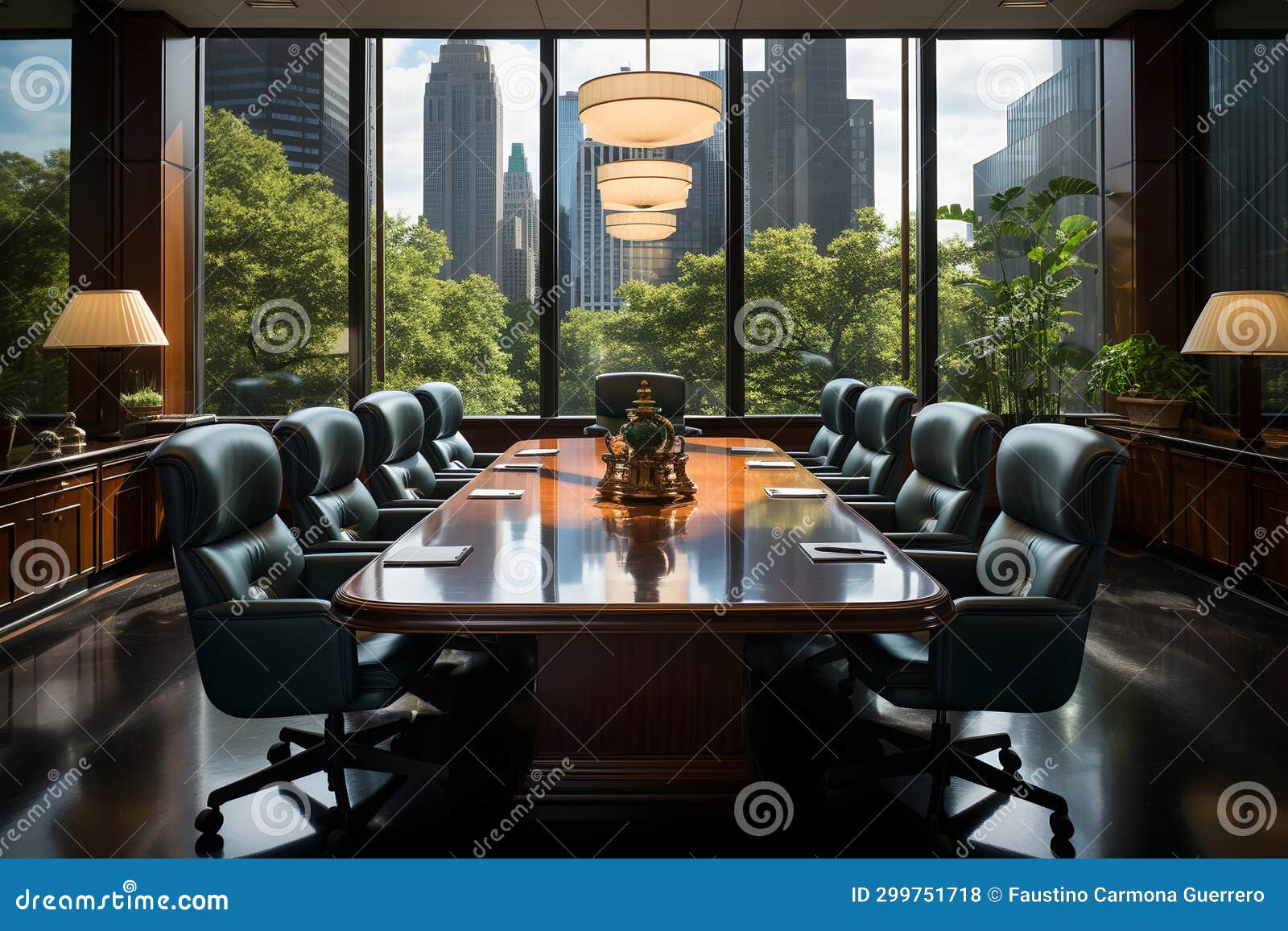 A Conference Room with a Panoramic Skyline View. Ai Generated Stock ...