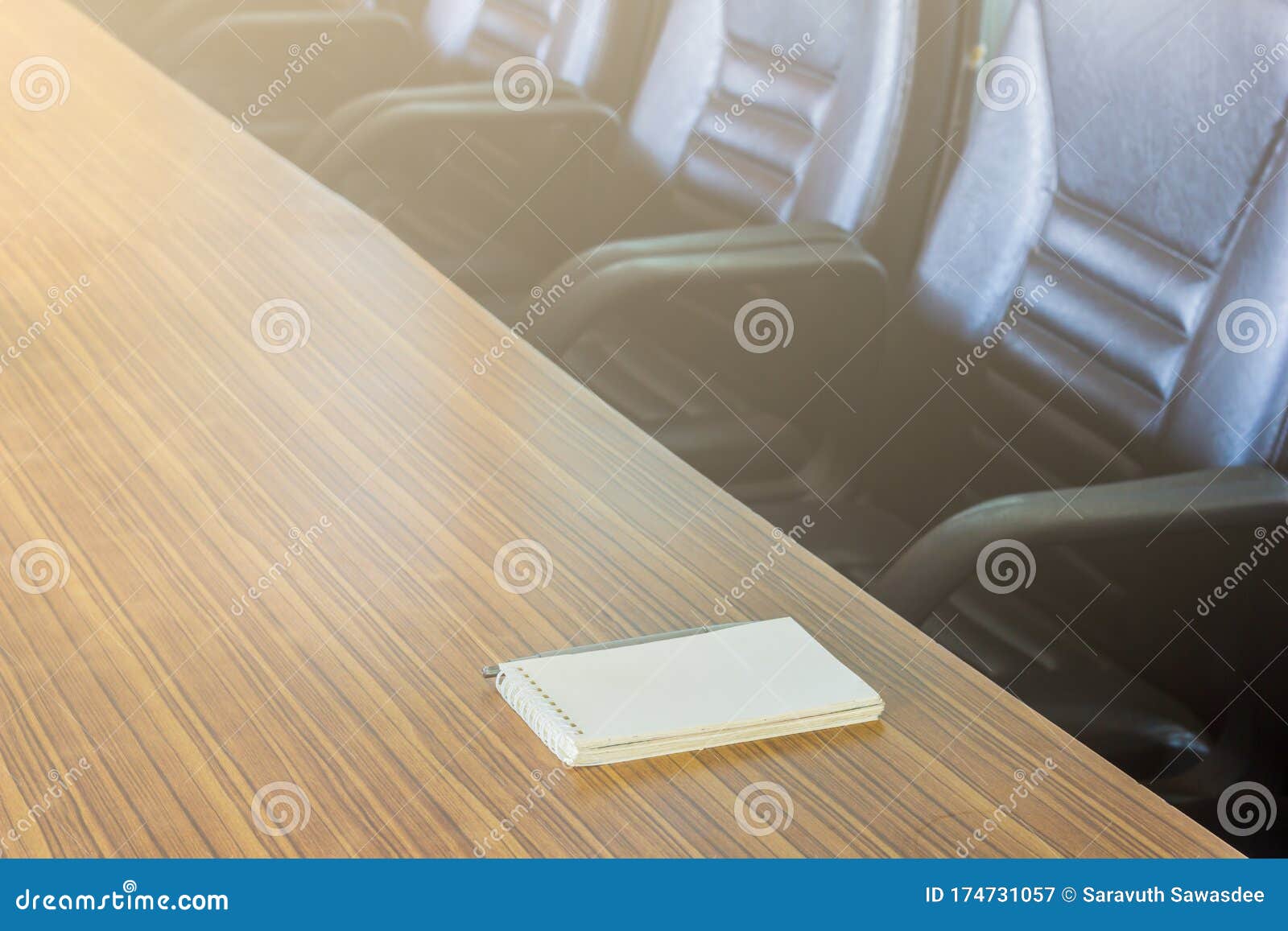 Pen and Note on Table in Conference Room Stock Image - Image of ...