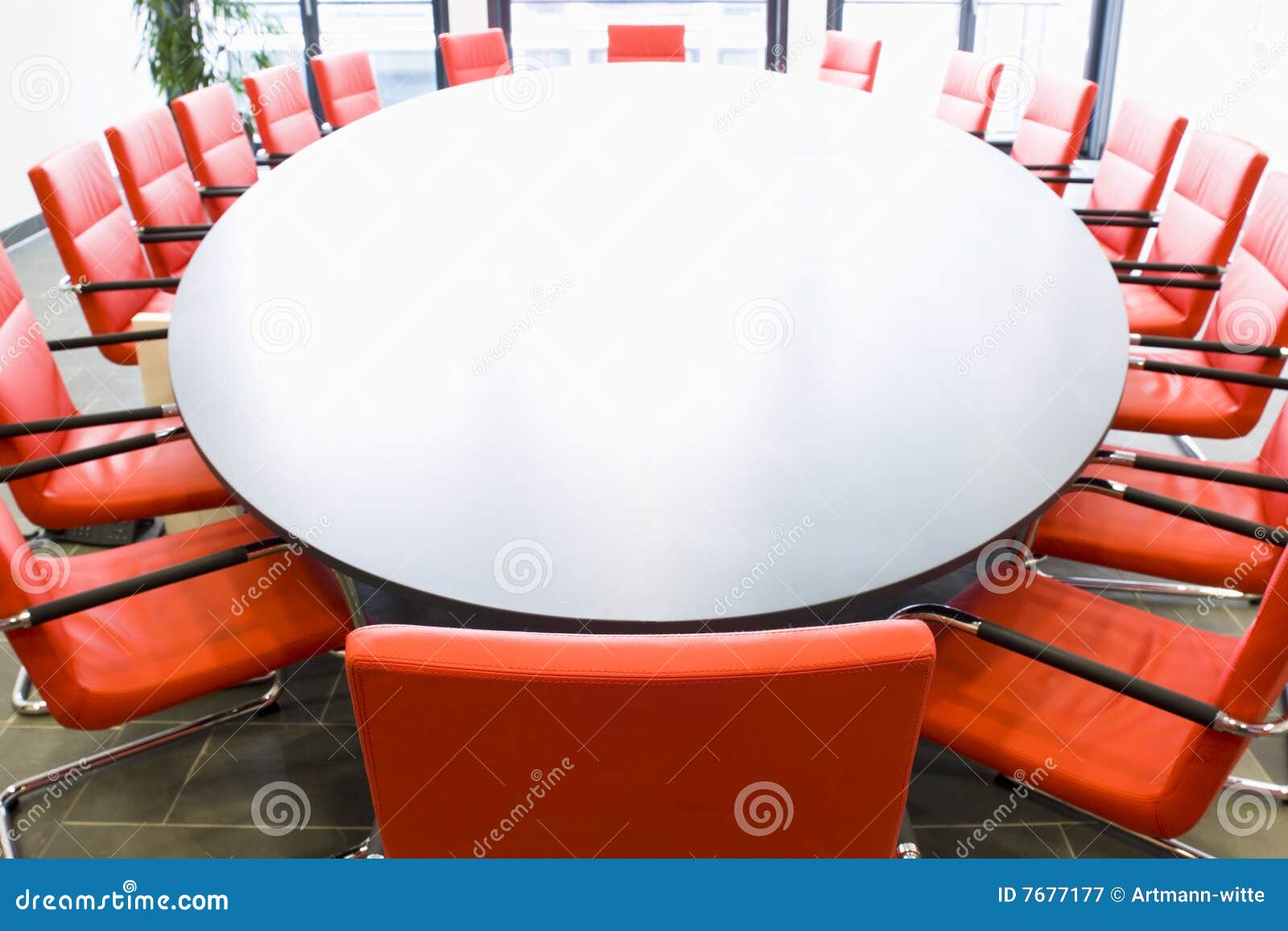Conference Room with Red Chairs Stock Image - Image of oval, meeting ...