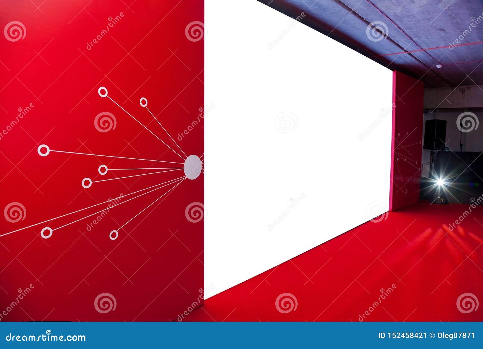 Conference Room with a Red Stage and Chairs Stock Image - Image of ...
