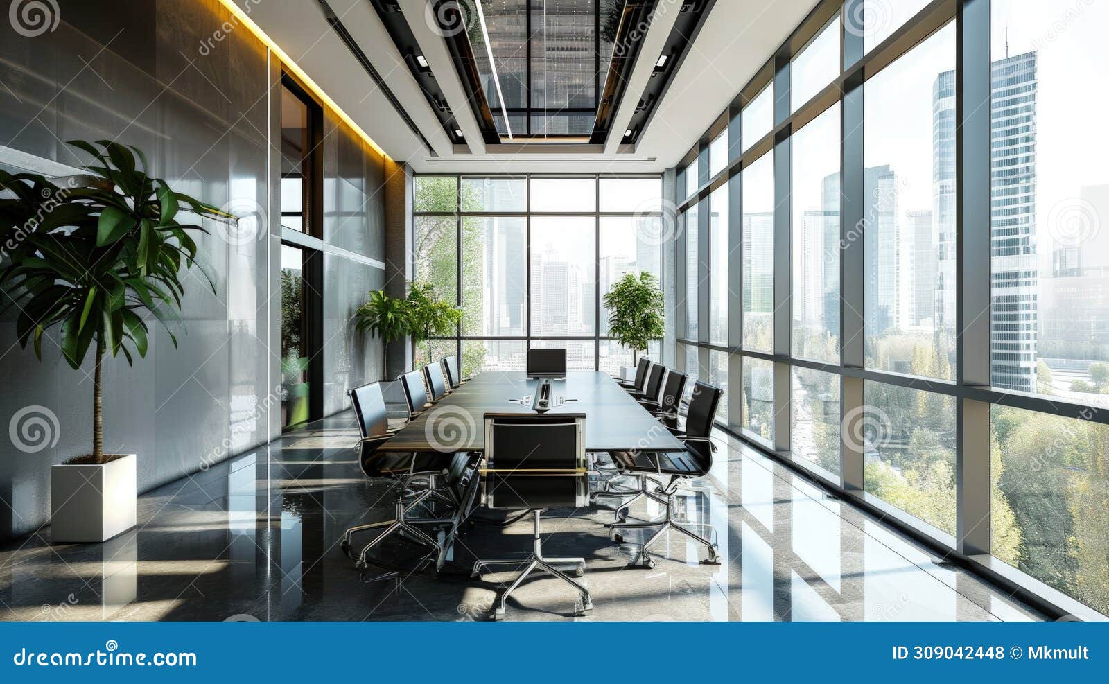 Conference Room with Spacious Table and Comfortable Chairs Stock Photo ...