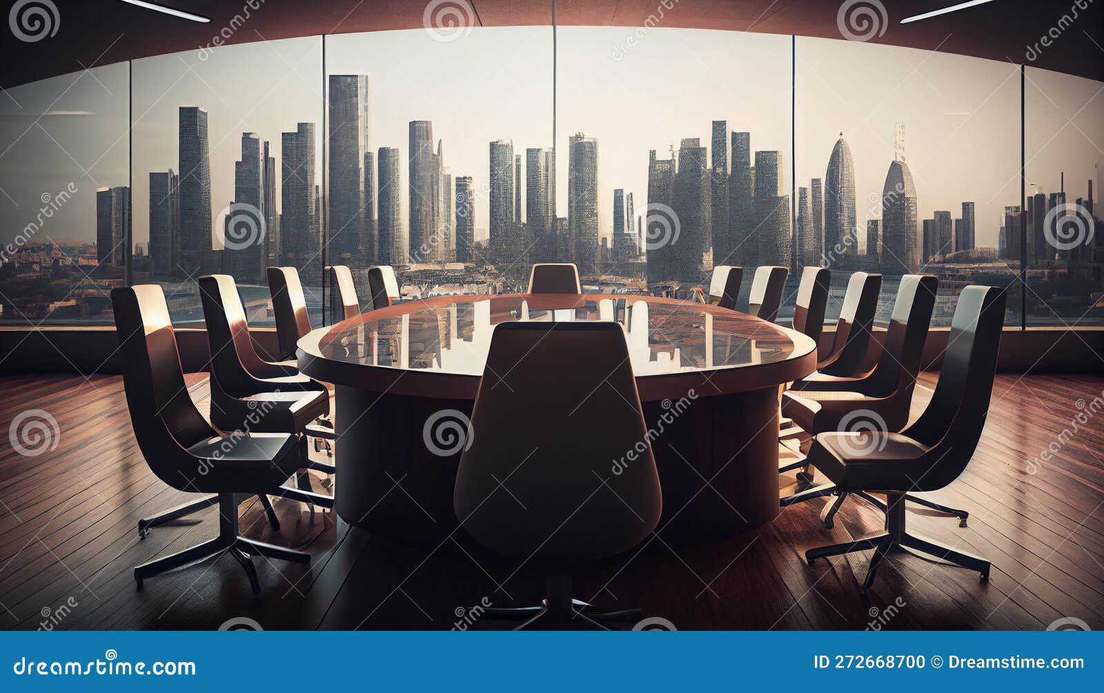 Conference Room with Table and Chairs. Generative Ai Stock Illustration ...