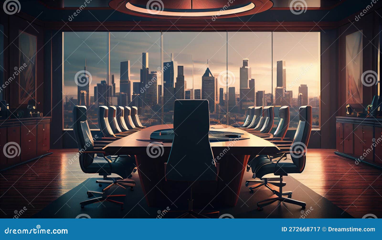 Conference Room with Table and Chairs. Generative Ai Stock Illustration ...
