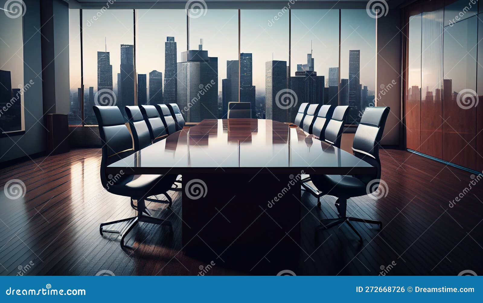 Conference Room with Table and Chairs. Generative Ai Stock Illustration ...