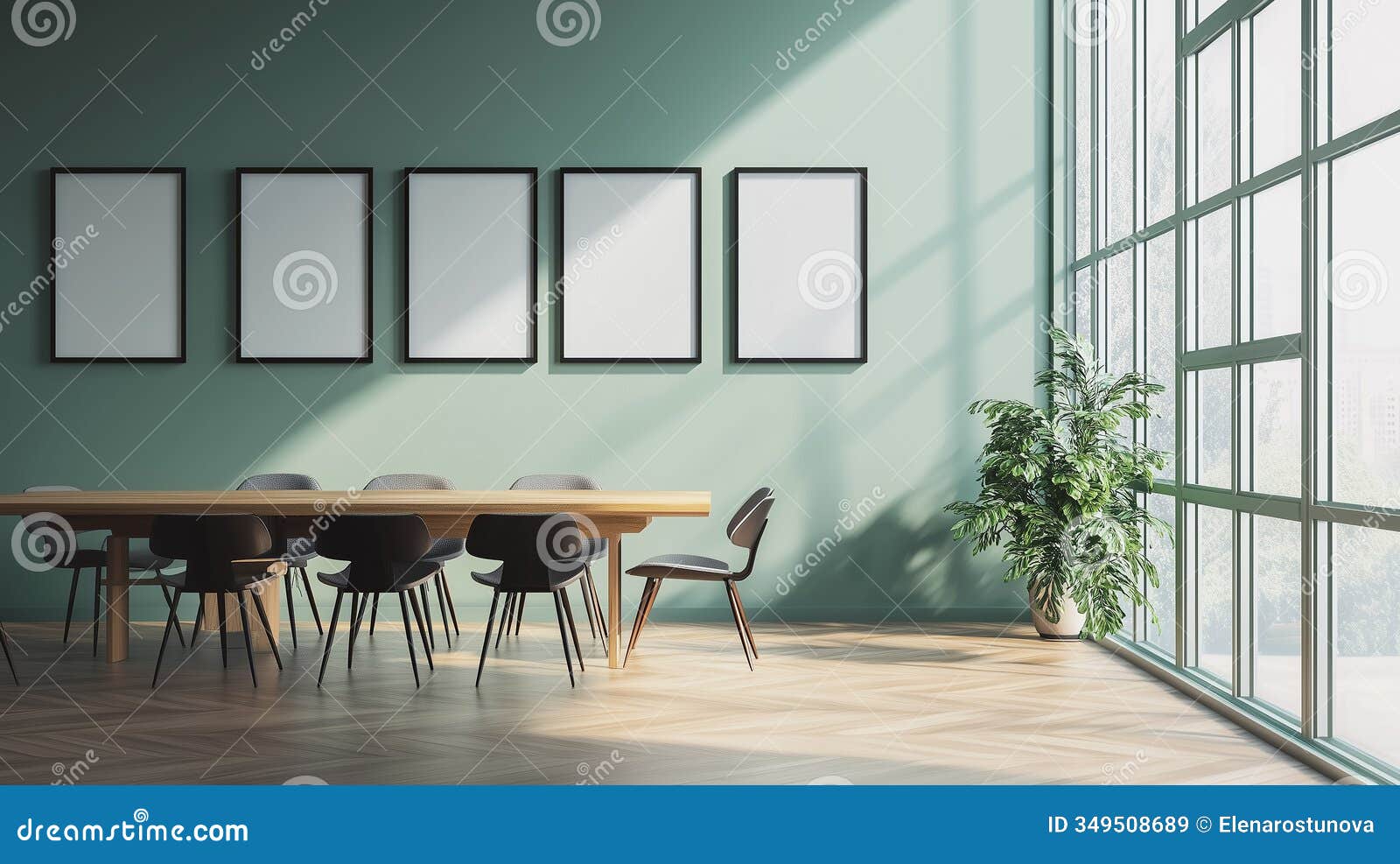 Conference Room with Windows and a Long Table with Chairs. Stock ...