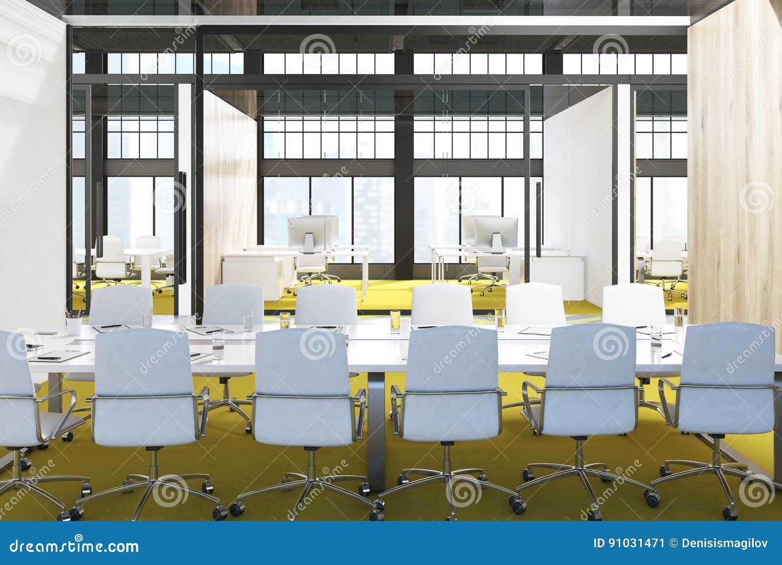 Conference Room, Yellow Floor Stock Illustration - Illustration of ...