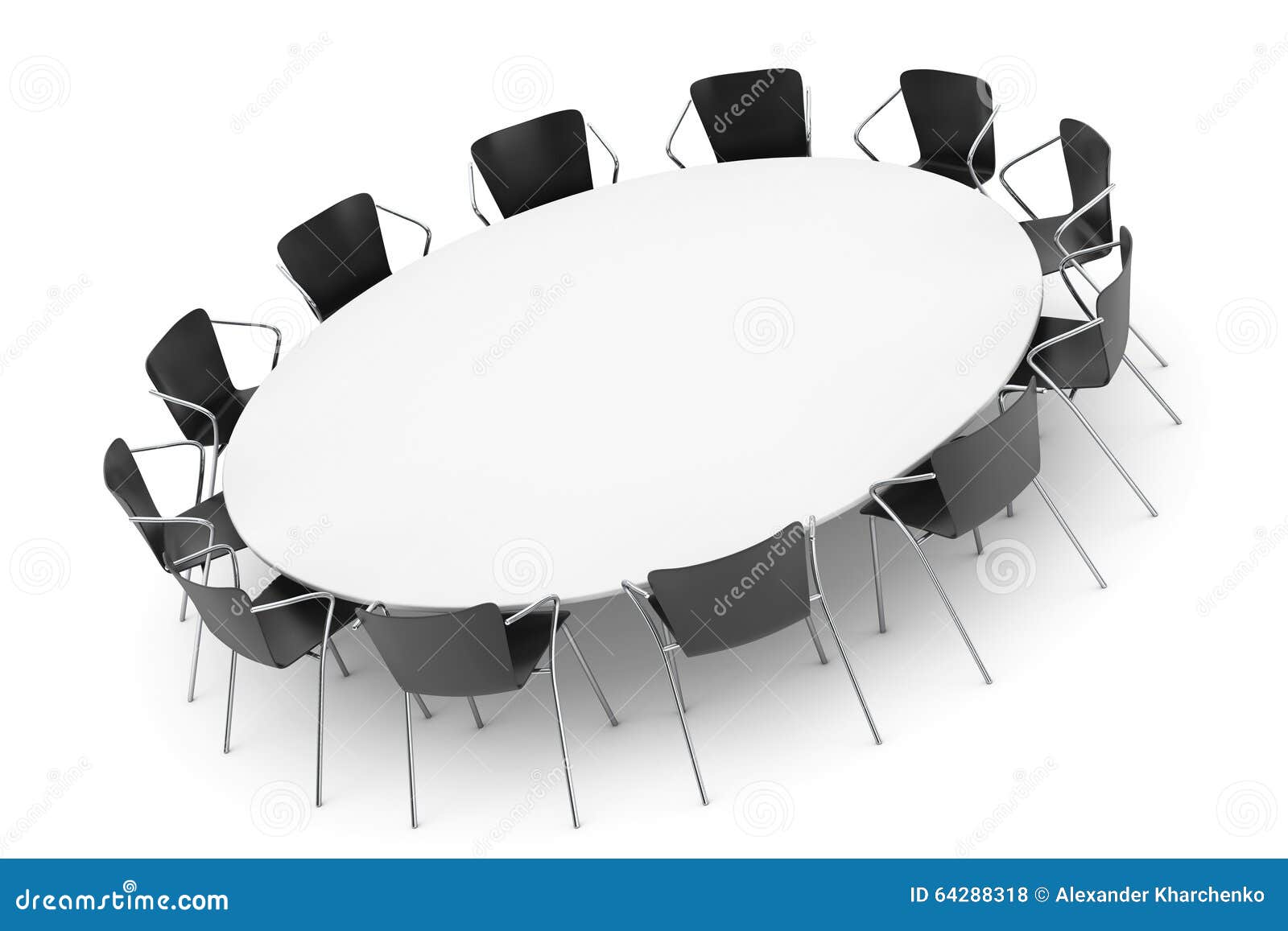 Conference Round Table and Office Chairs Stock Illustration ...