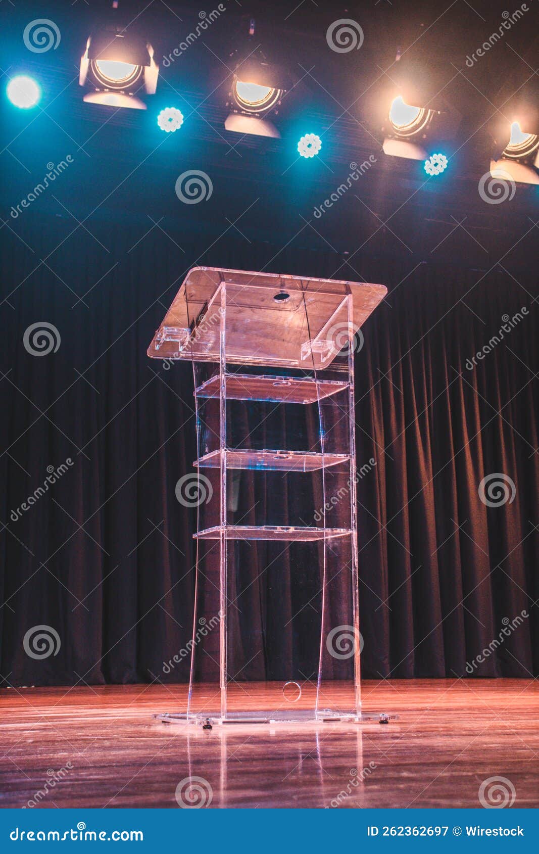 Conference Stage with Lights Stock Image - Image of microphone ...