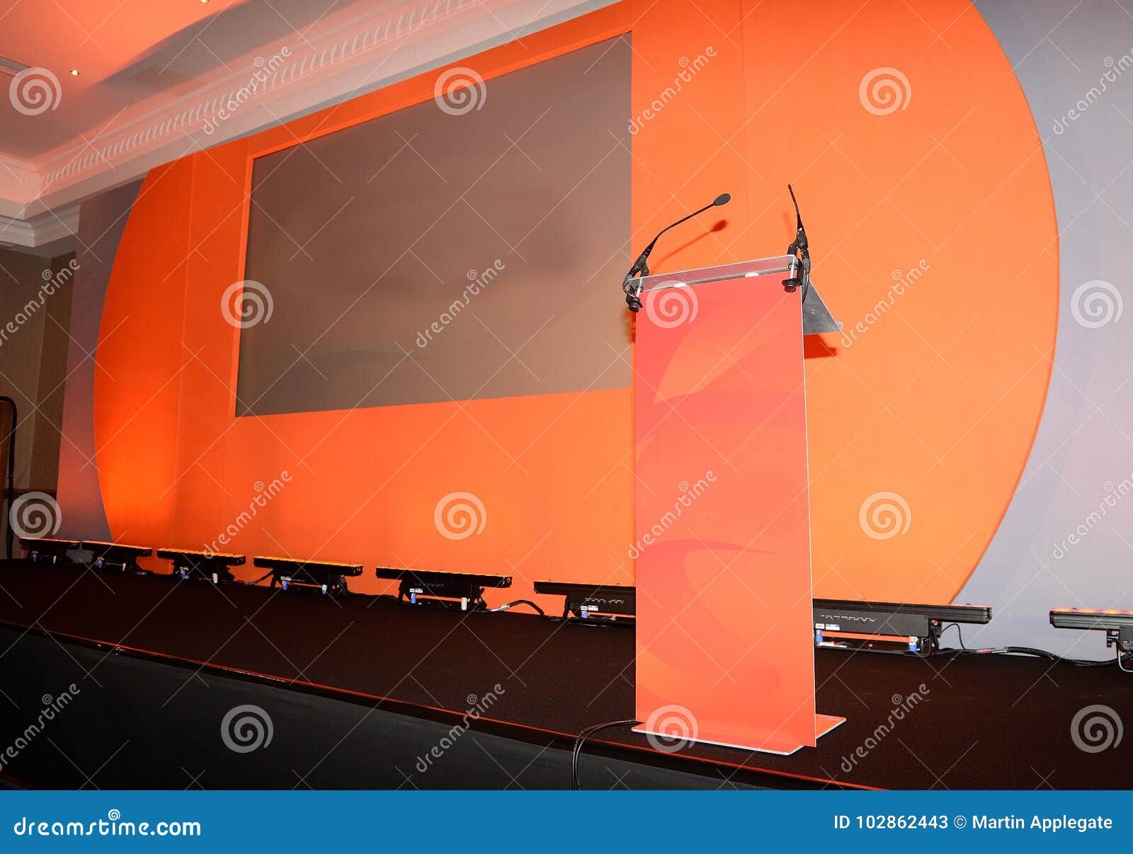 Conference Stage and Podium Stock Image - Image of color, white: 102862443