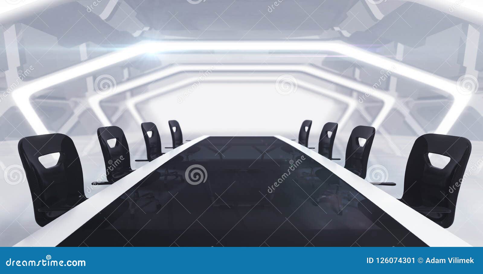 Conference Table with Abstract Background Front View Stock Illustration ...