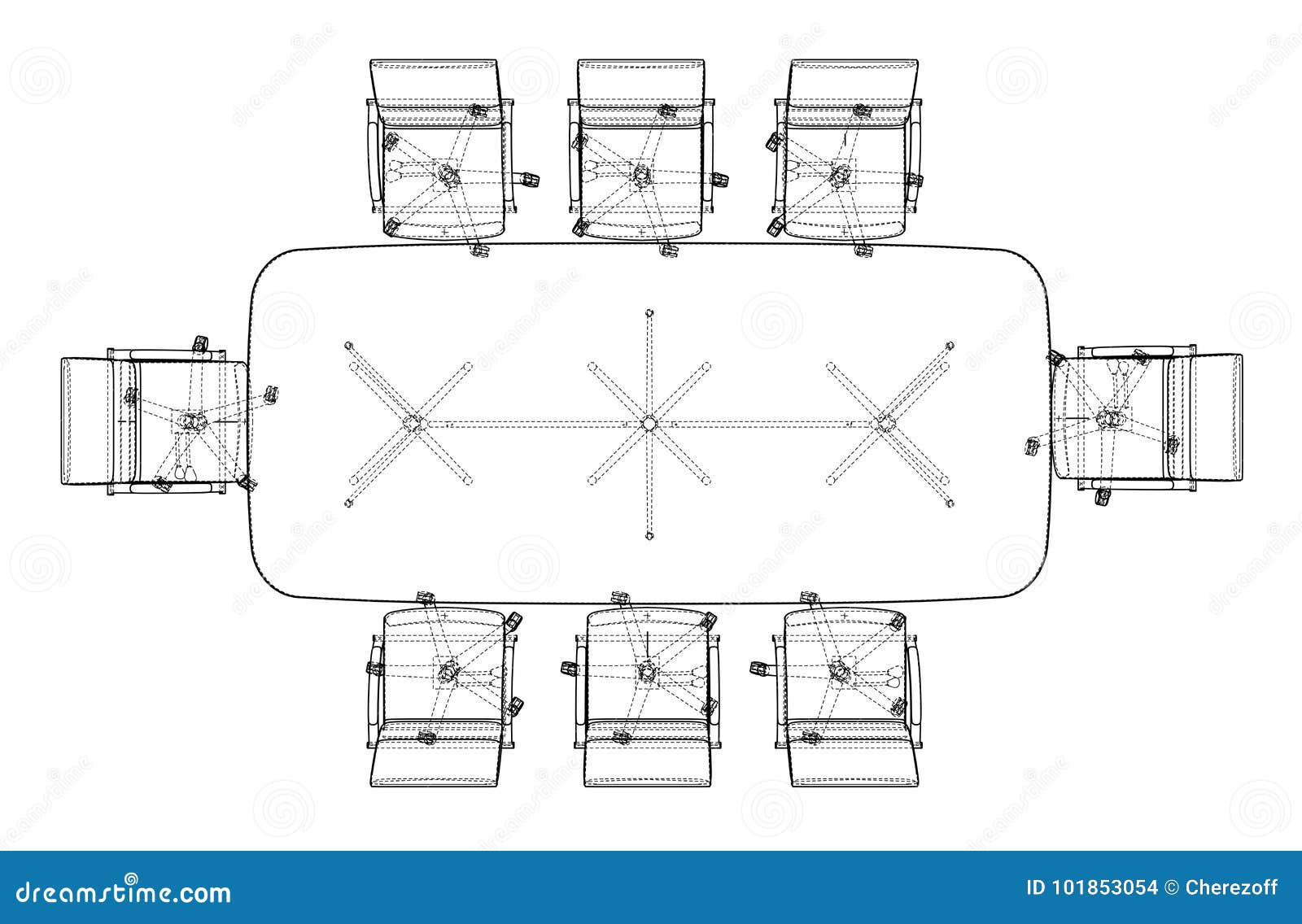Conference Table with Chairs in Sketch Style Stock Vector ...