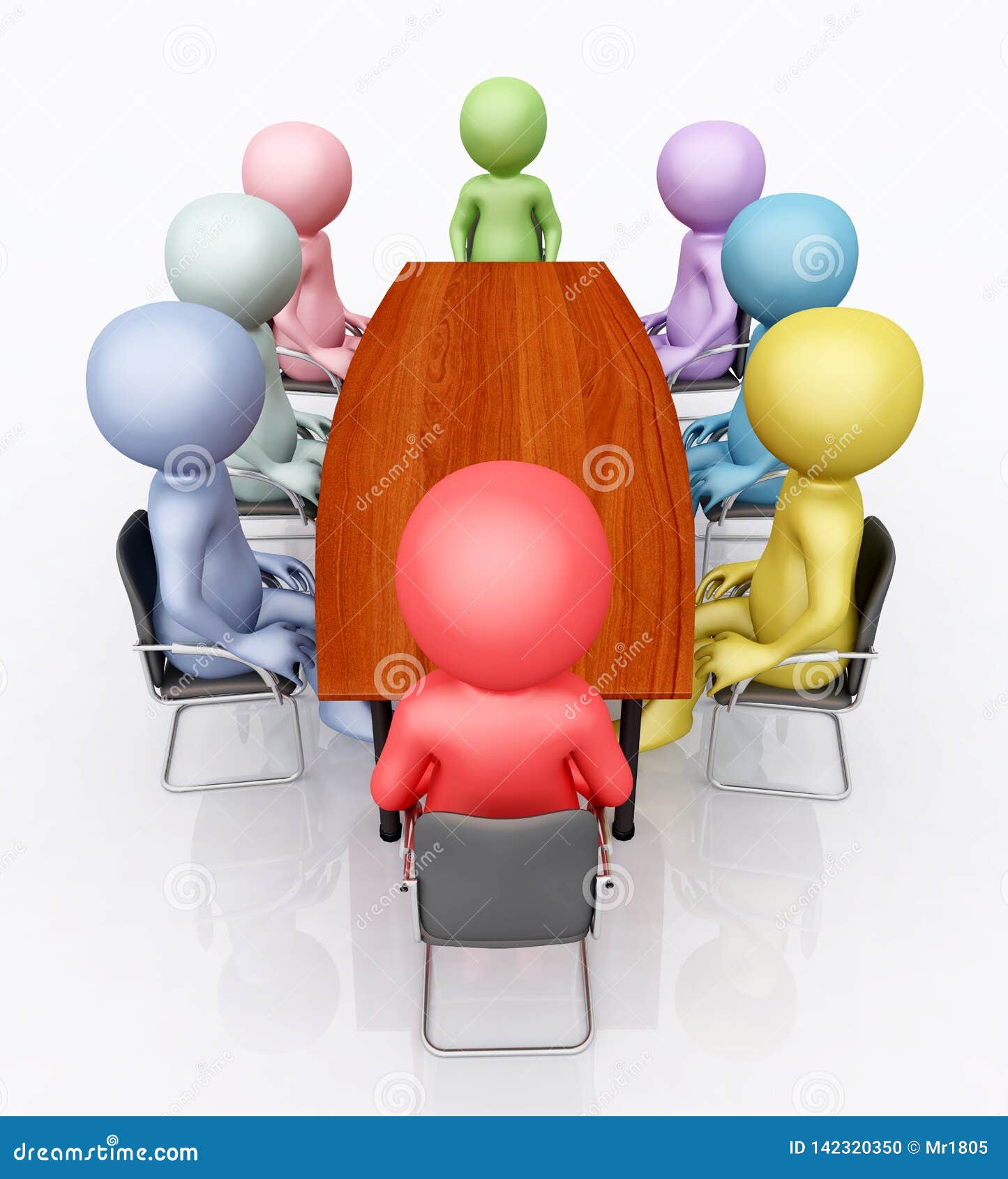 Conference Table and 3D Figures Stock Illustration - Illustration of ...