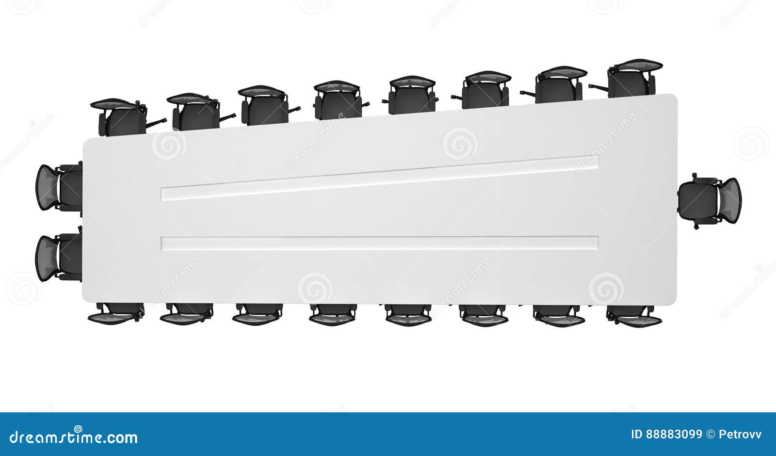 Conference Table Top View Isolated on White 3d Rendering Stock ...