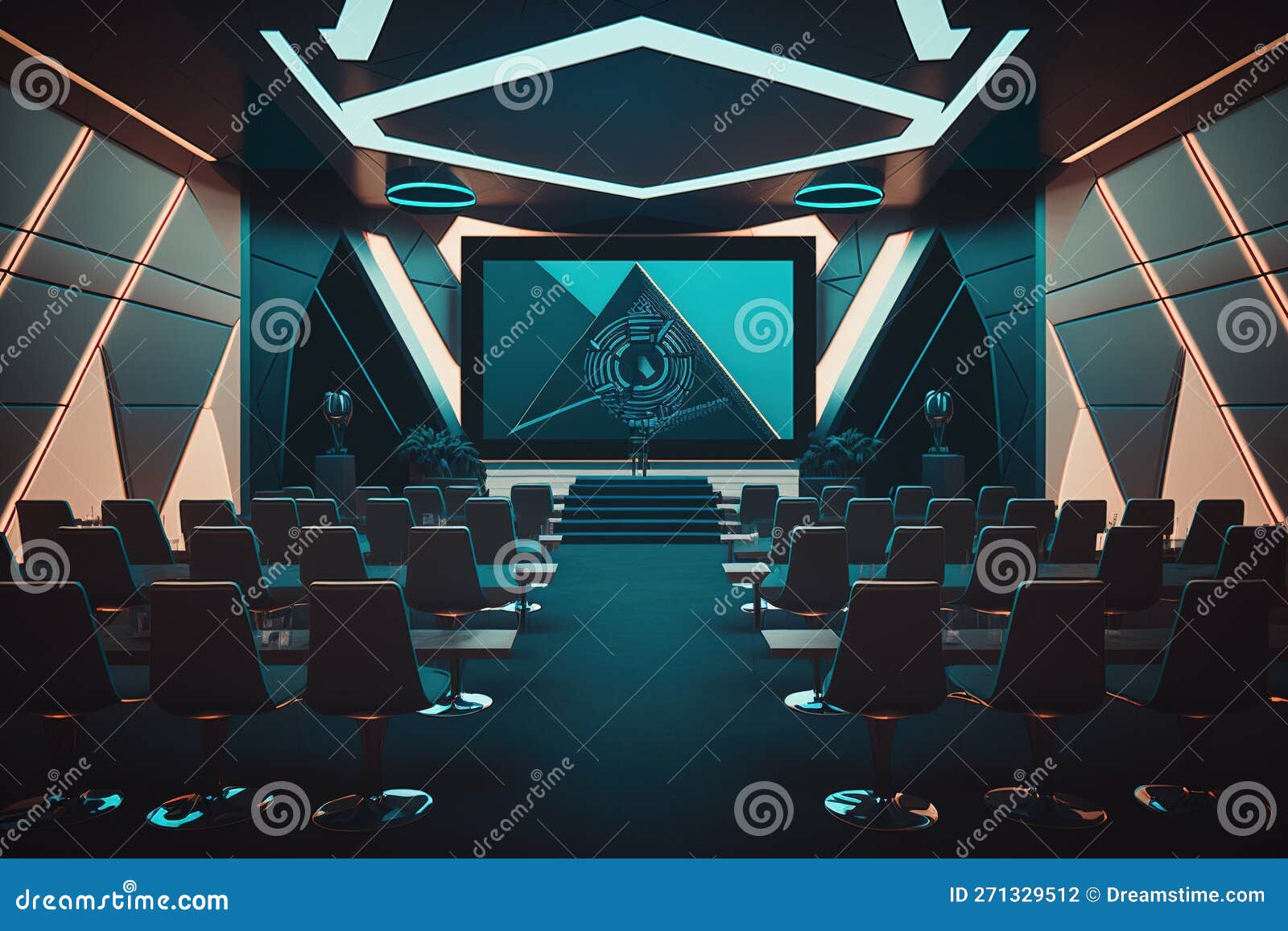 Conference Venue Futuristic, Digital. Generative AI Stock Illustration ...